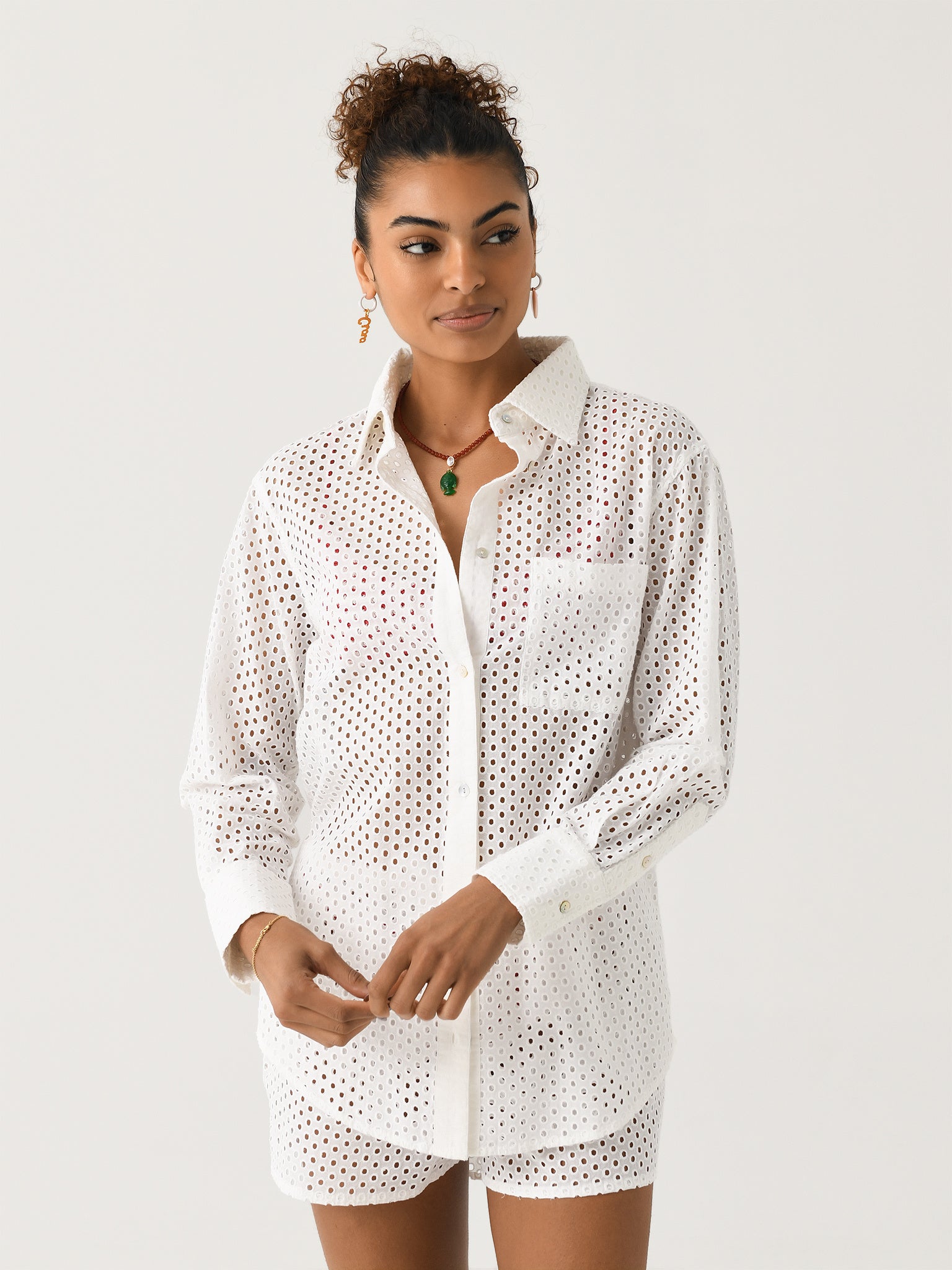 Solid + Striped Women's Eyelet Bronte Button Down | $198.00 | Saint Bernard