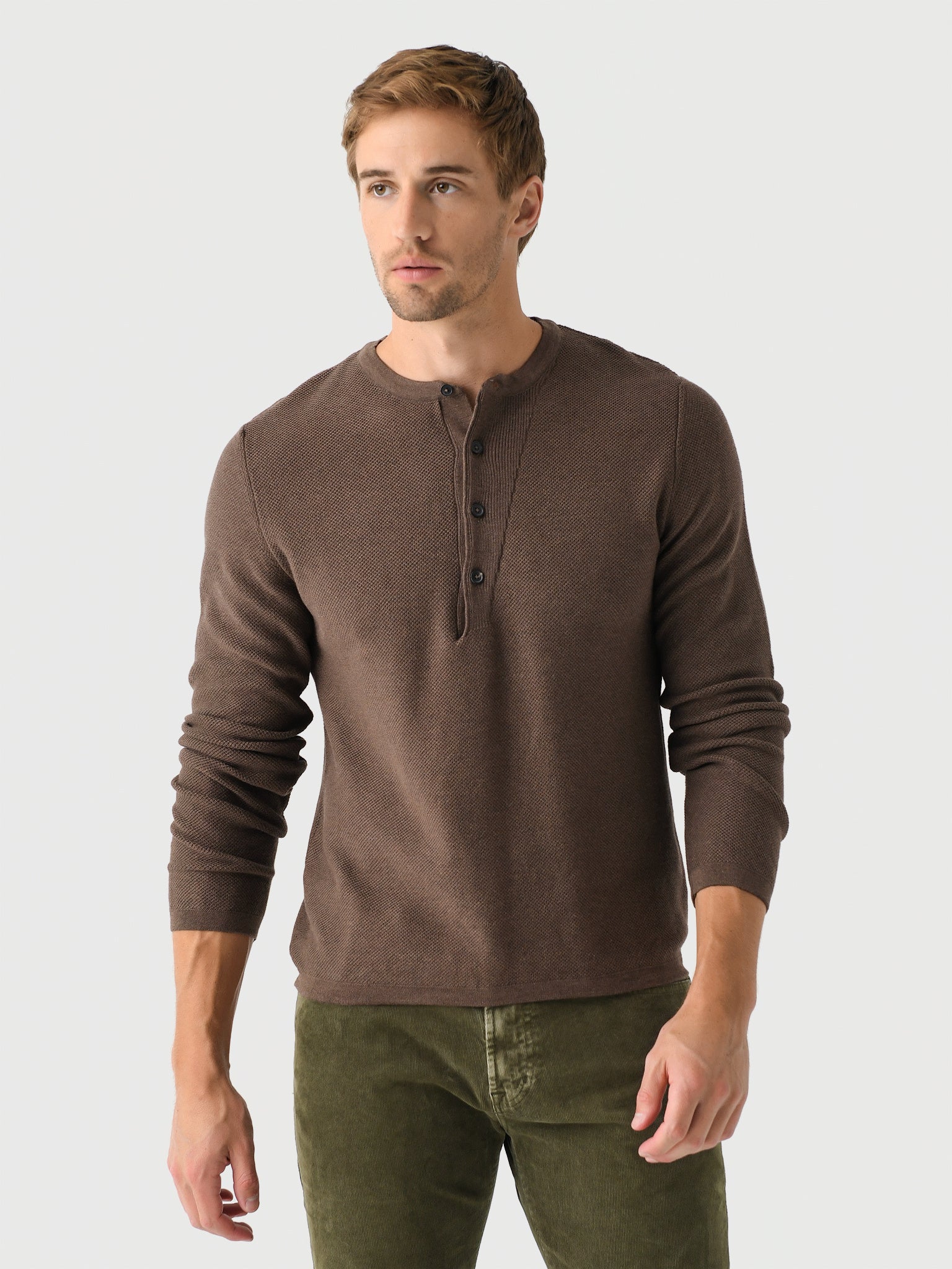 Billy Reid Men's Piqué Louis Henley Sweater | $61.90 | Saint Bernard