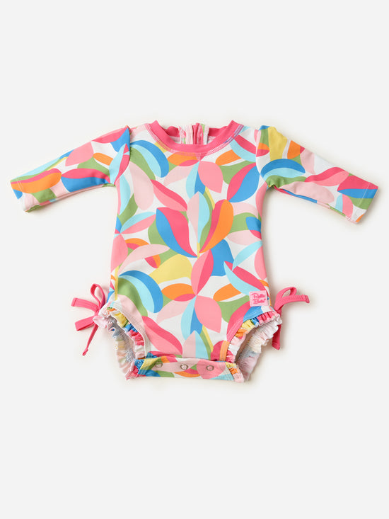 Rufflebutts Baby Girls' Long Sleeve Onesie Rash Guard | $42.00 | Saint ...