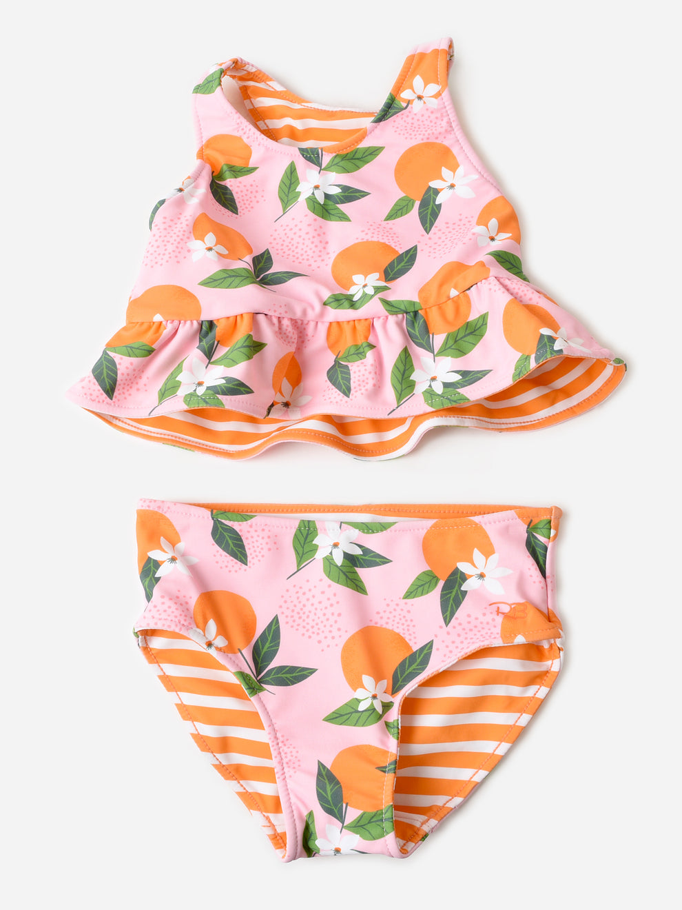 Rufflebutts Girls' Reversible Peplum Tankini Set | $50.00 | Saint Bernard