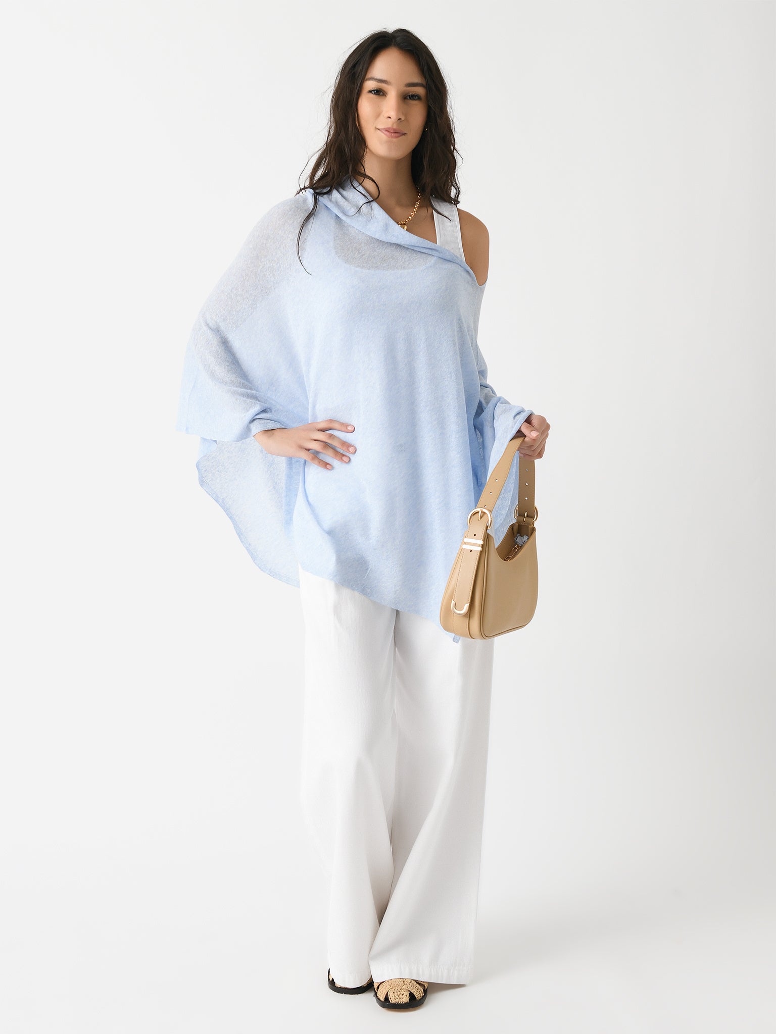White + Warren Women's Linen Blend Two Way Topper | $195.00 | Saint Bernard