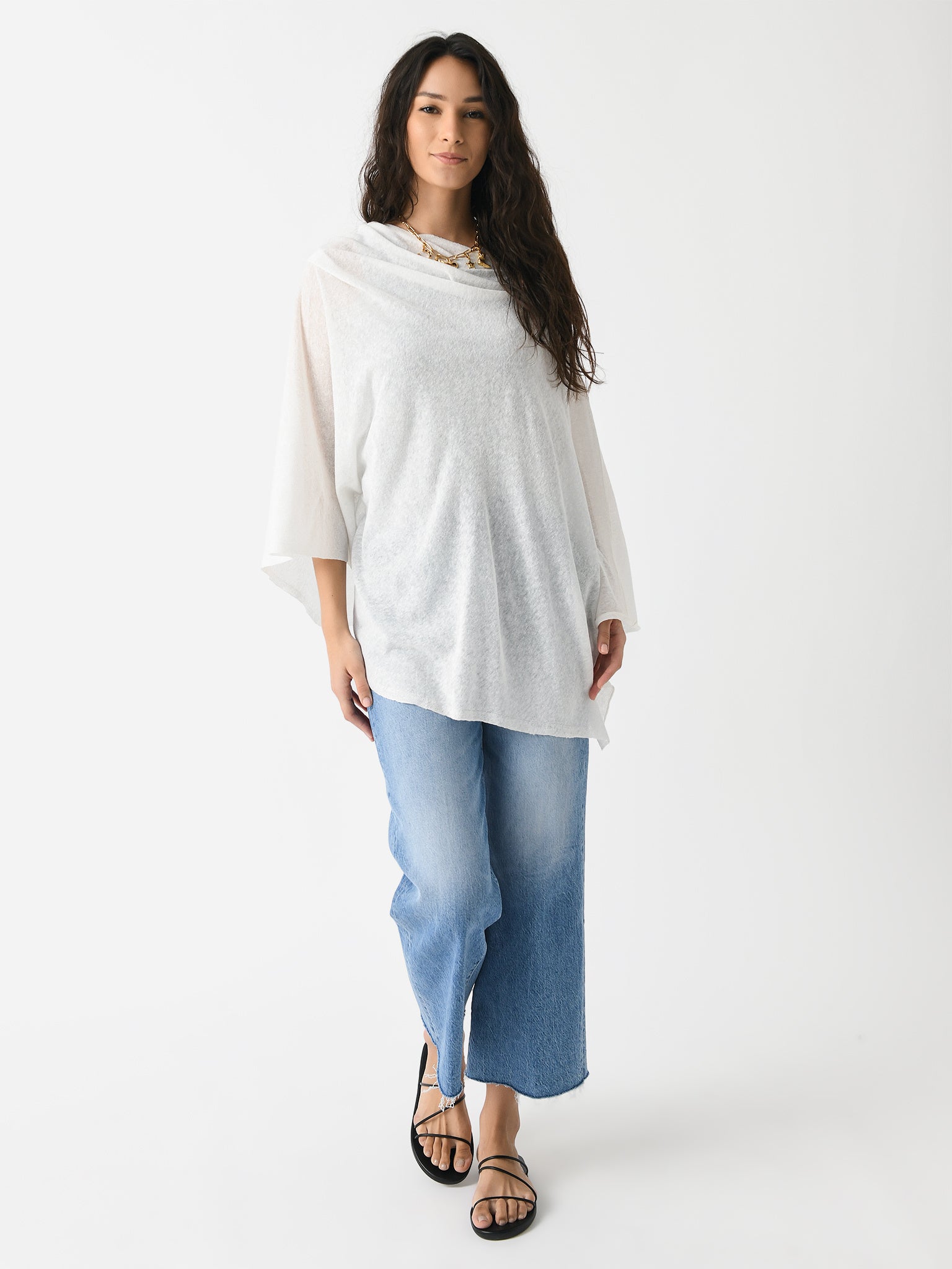 White + Warren Women's Linen Blend Two Way Topper | $195.00 | Saint Bernard