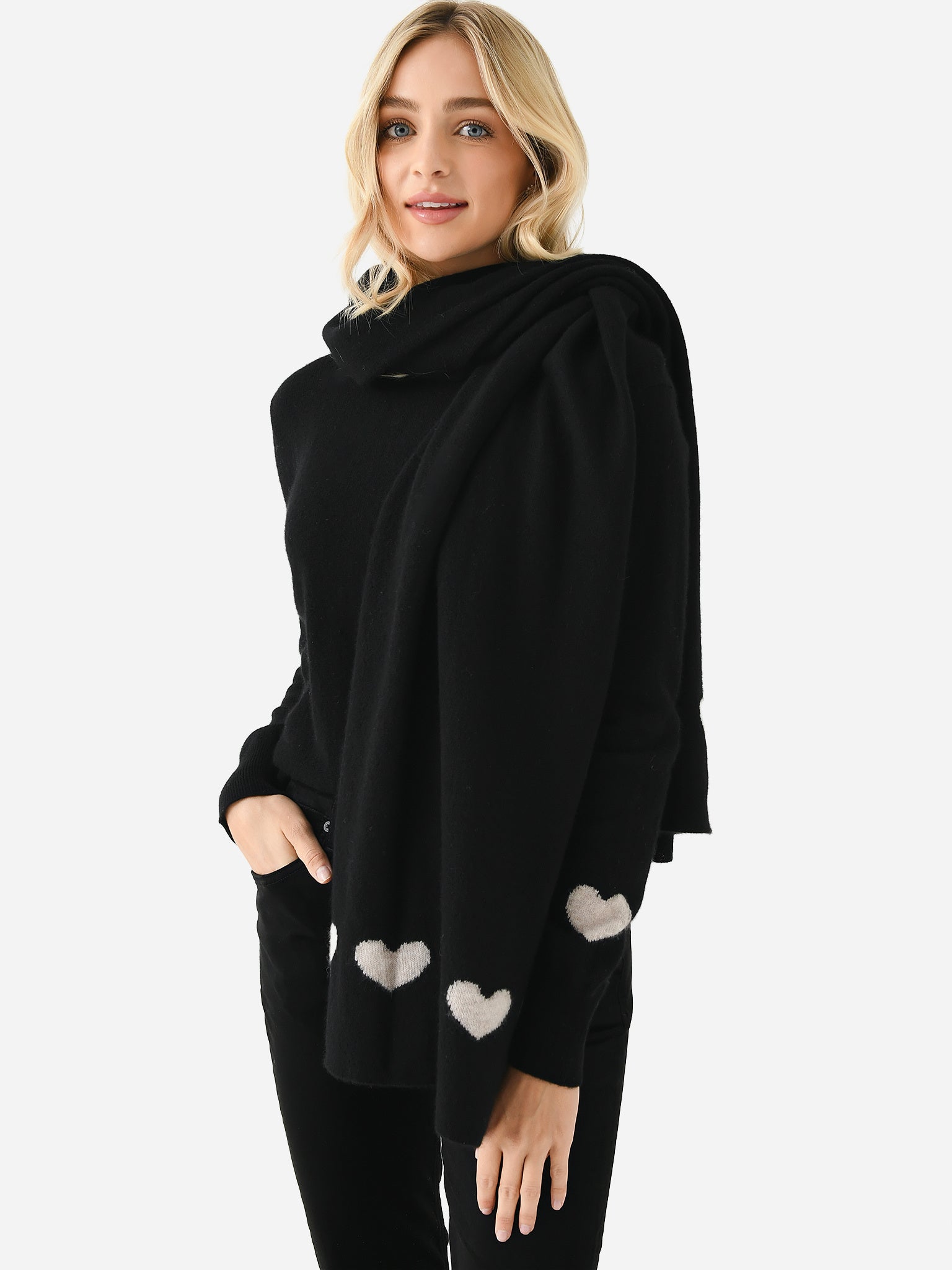 White + Warren Cashmere Heart Trim Scarf – saintbernard.com