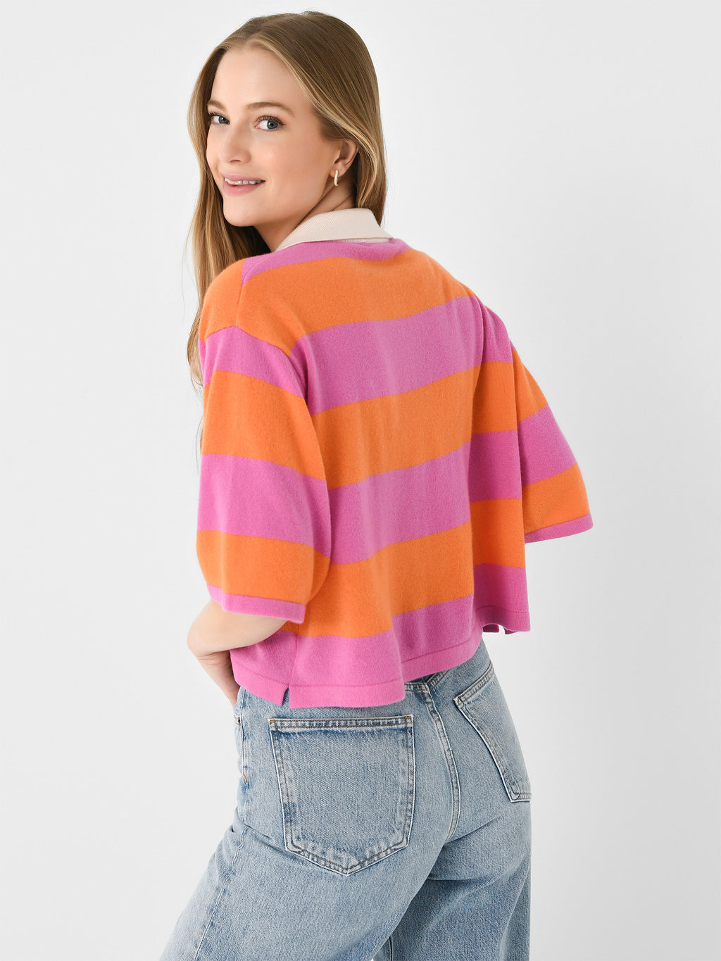 White + Warren Women's Cashmere Cropped Striped Polo – Saint Bernard