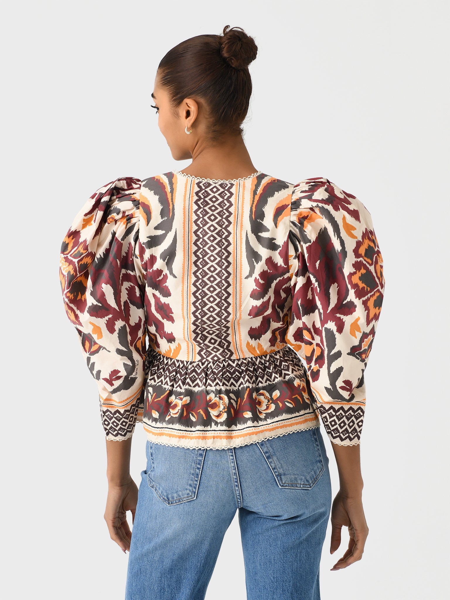 Farm Rio Women's Toucans Scarf Puff Sleeve Blouse | $198.00 | Saint Bernard