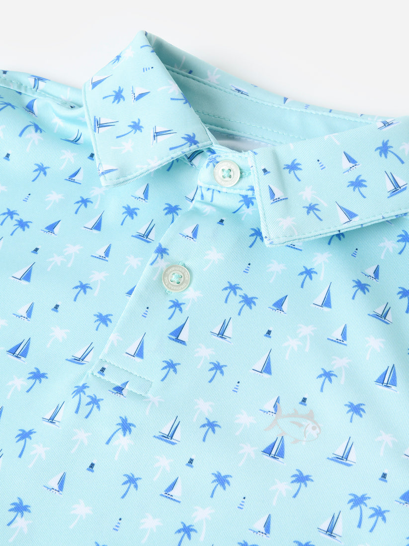 Southern Tide Boys' Driver Seascape Sailing Printed Performance Polo ...