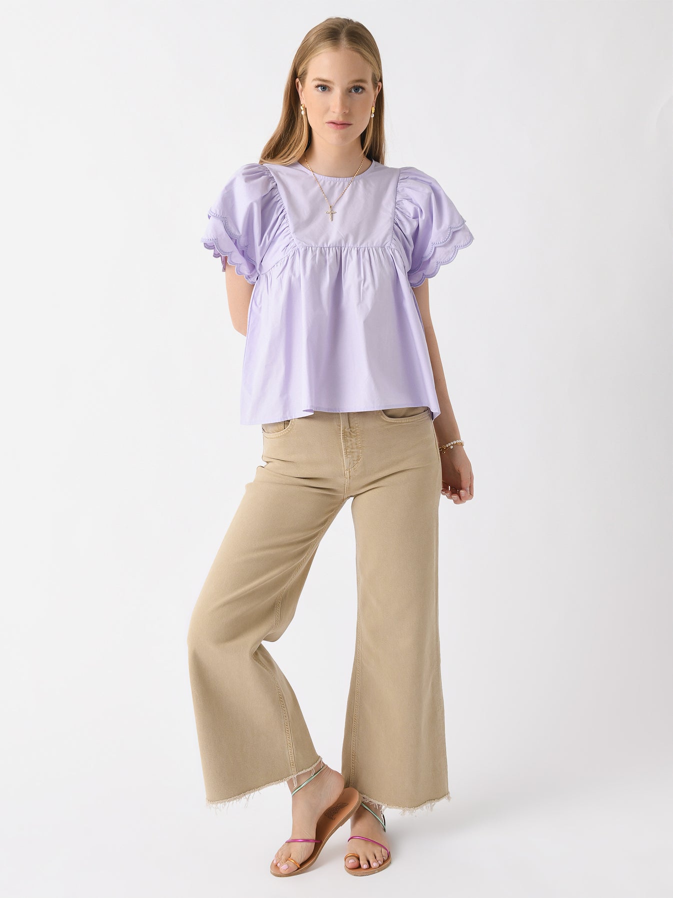 English Factory Women's Scallop Hem Sleeve Top | $100.00 | Saint Bernard