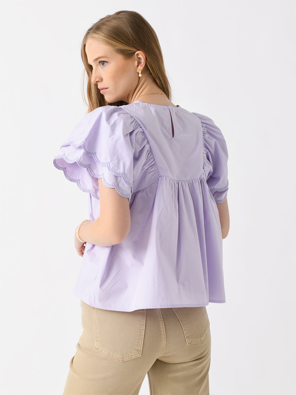 English Factory Women's Scallop Hem Sleeve Top – Saint Bernard