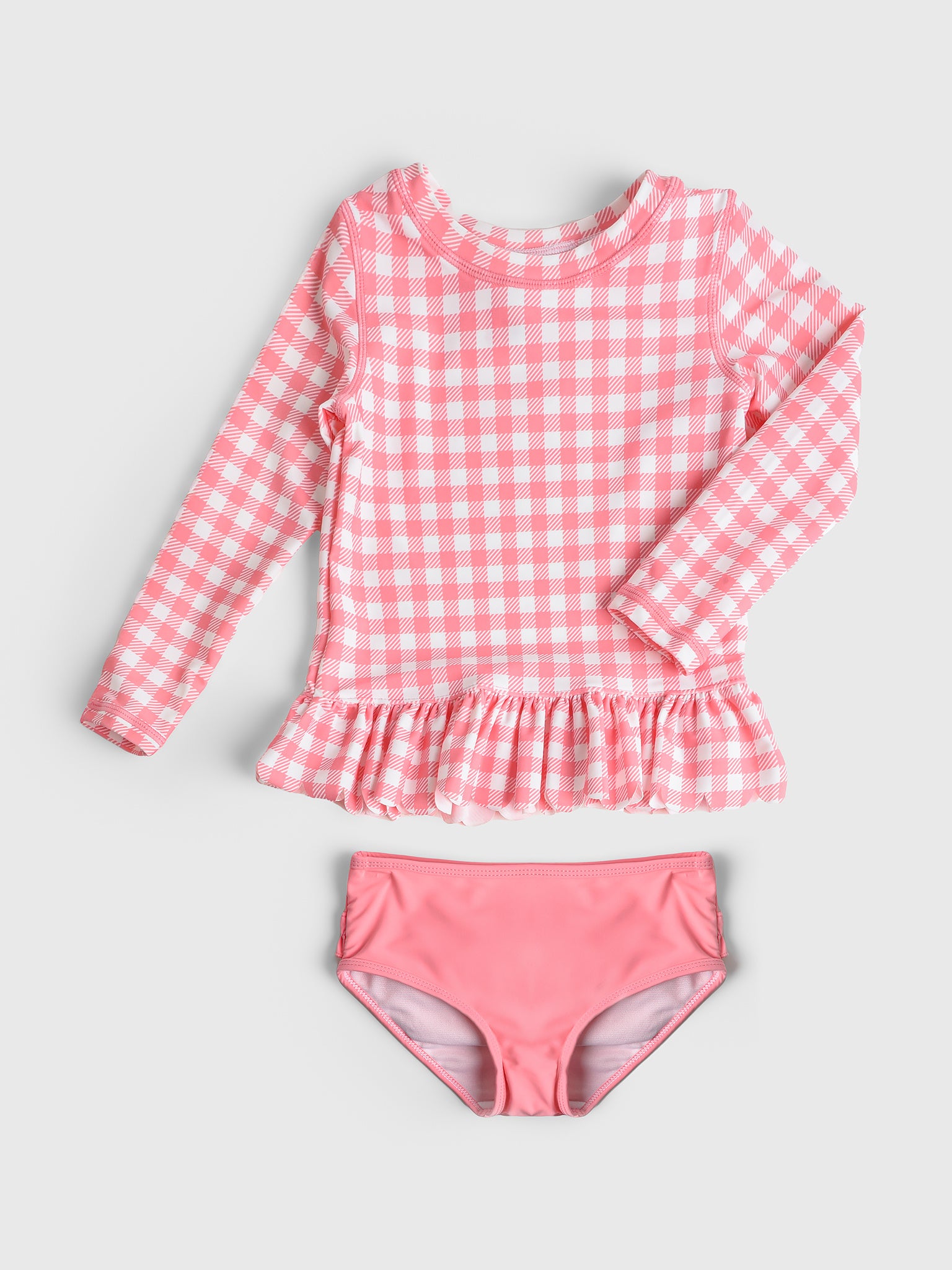 Rufflebutts Girls' Scallop Hem Long Sleeve Rash Guard Bikini Set | $42. ...