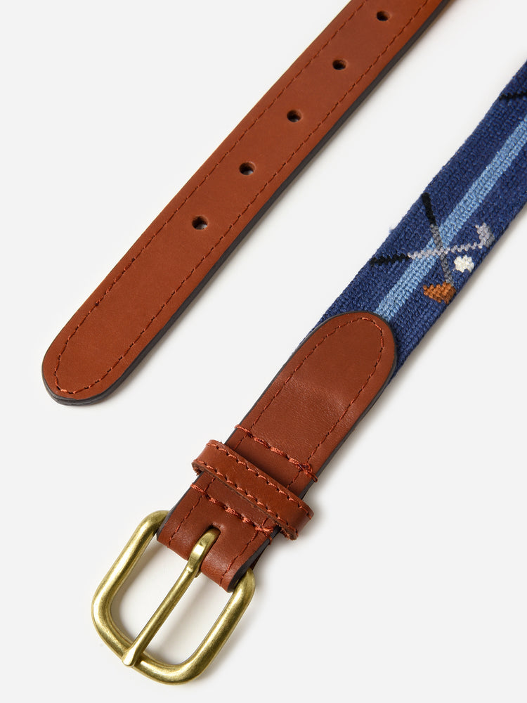 Smathers & Branson Boys' Crossed Clubs Needlepoint Belt – Saint Bernard