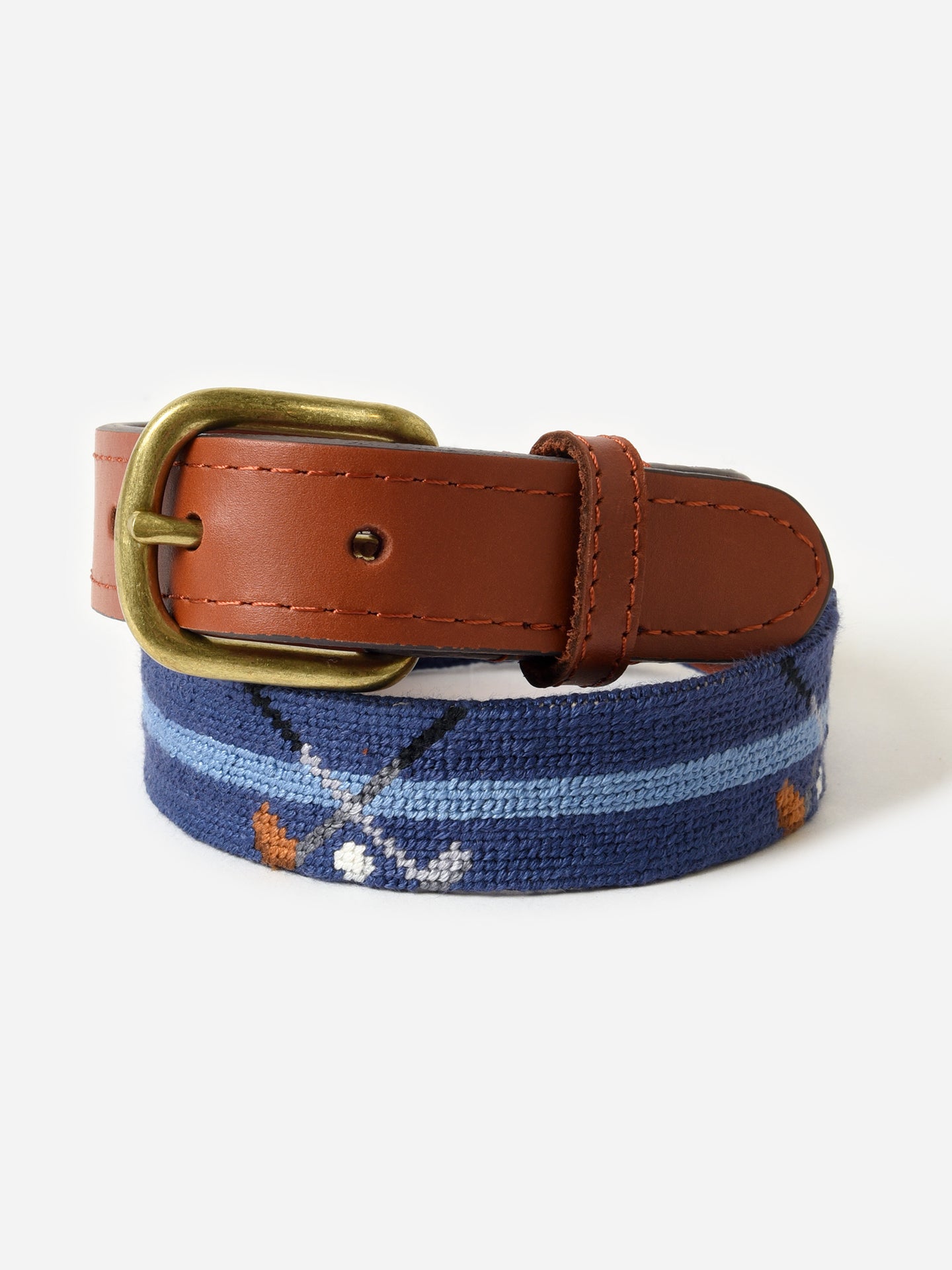 Smathers & Branson Boys' Crossed Clubs Needlepoint Belt – Saint Bernard