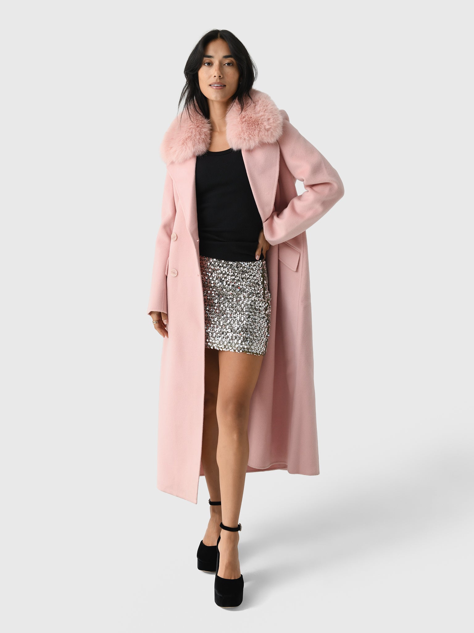 LoveShackFancy Women's Char Faux Fur Collar Wool Coat – Saint Bernard