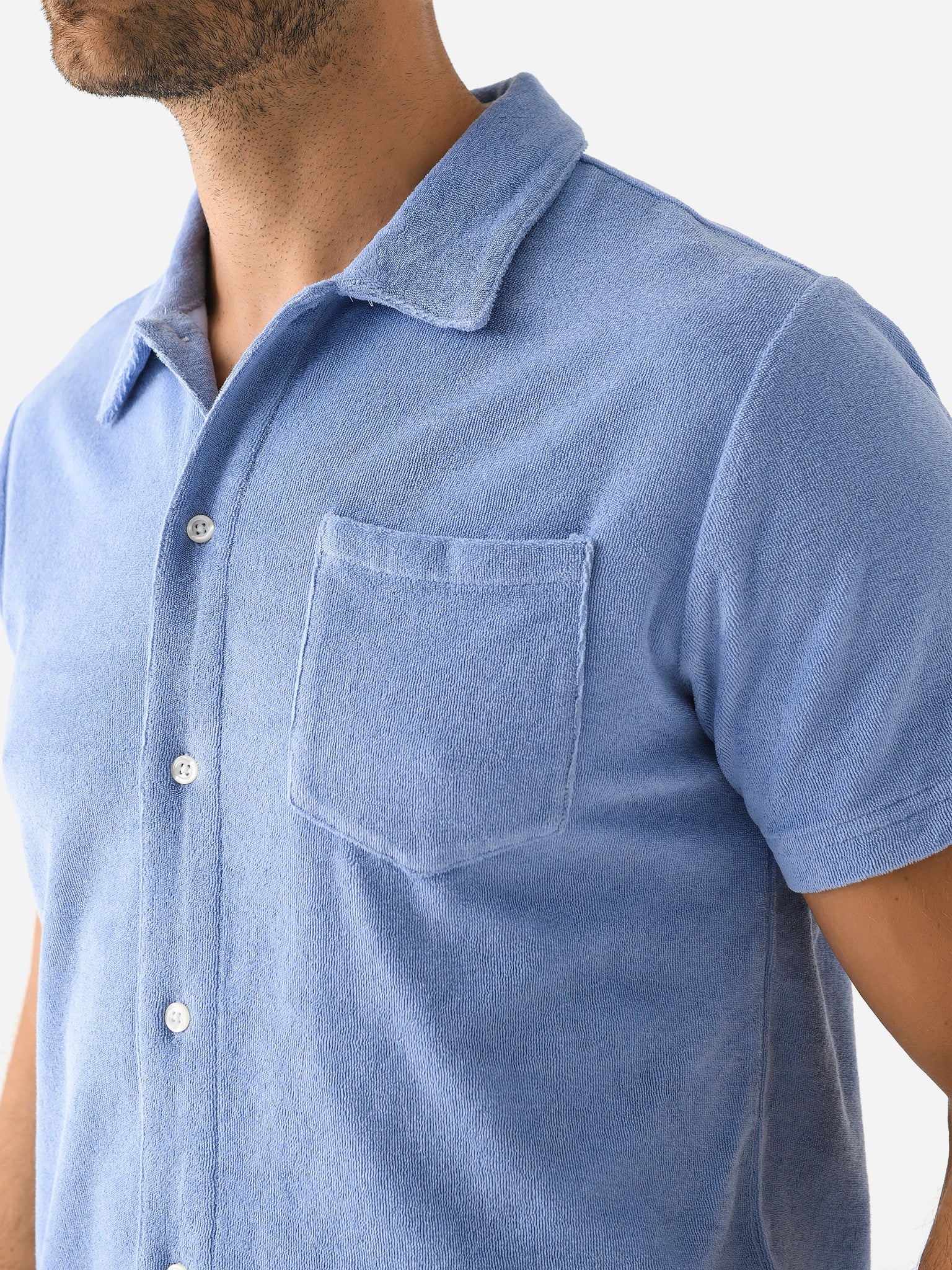 Criquet Men's Terrycloth Button-Down Shirt | $98.00 | Saint Bernard