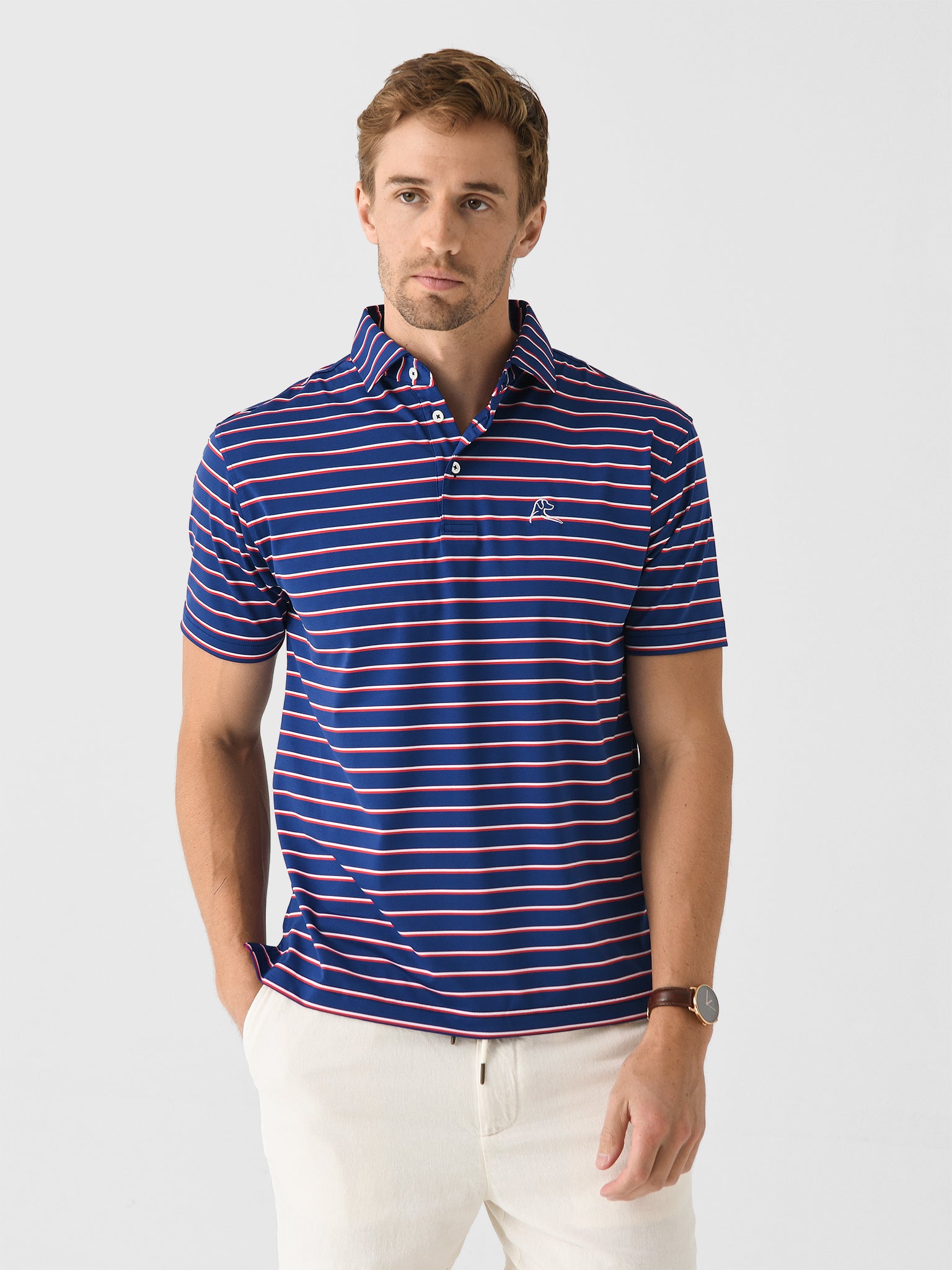 Rhoback Men's The Old Glory Stripe Performance Polo | $96.00 | Saint ...