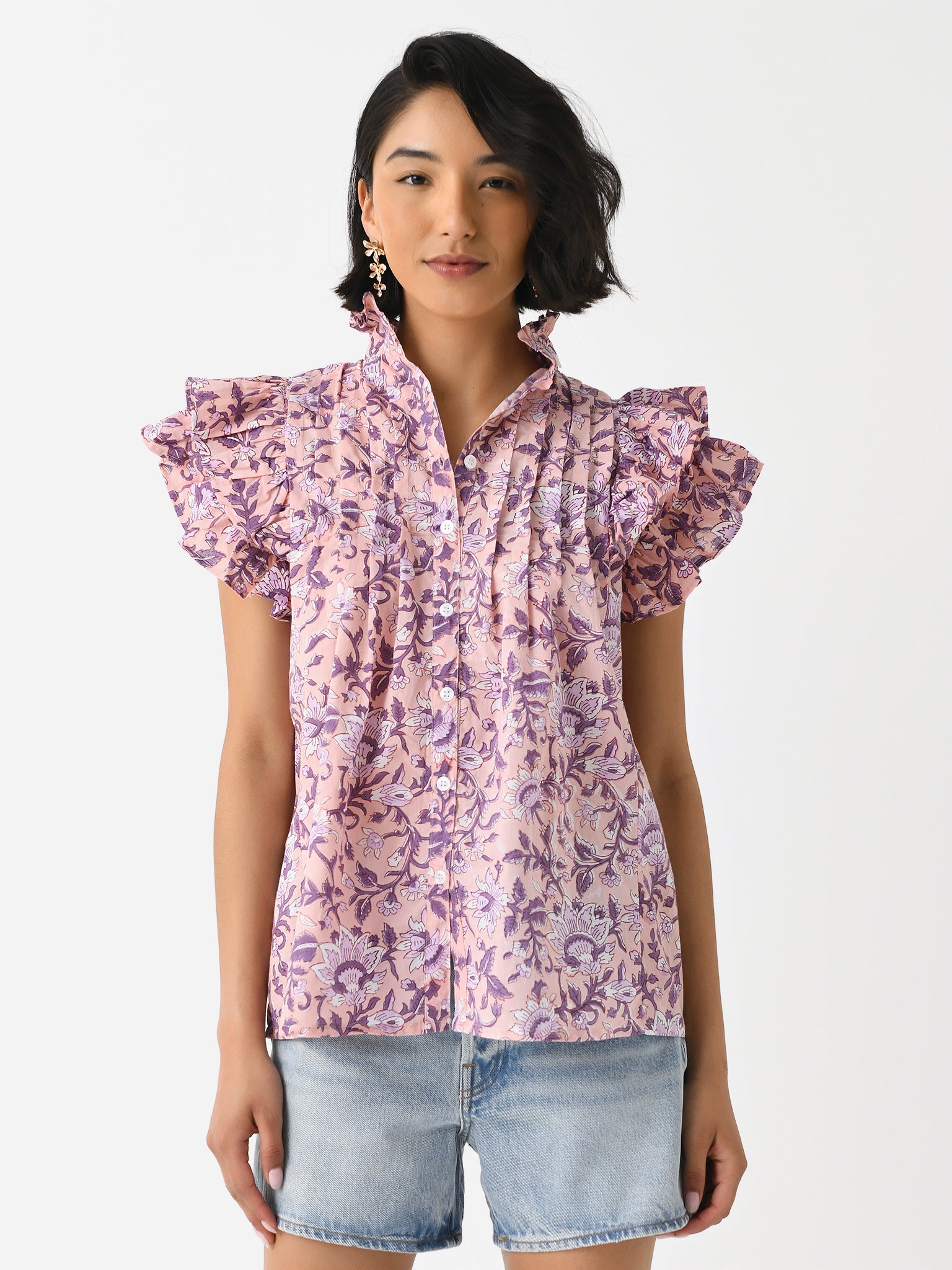 Sur La Vague Women's Peach Flutter Shirt | $190.00 | Saint Bernard