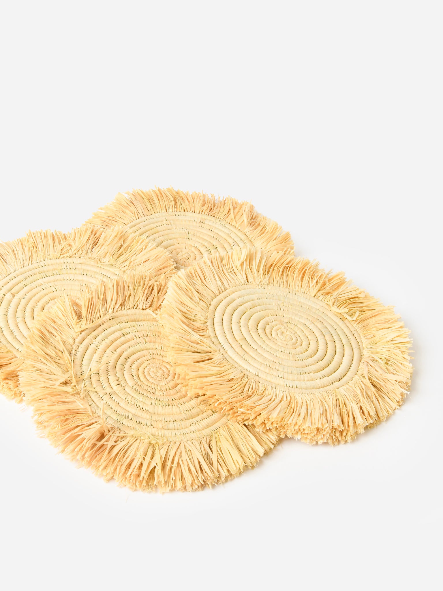 Indego Africa Raffia Fringe Set of 4 Coasters | $36.00 | Saint Bernard