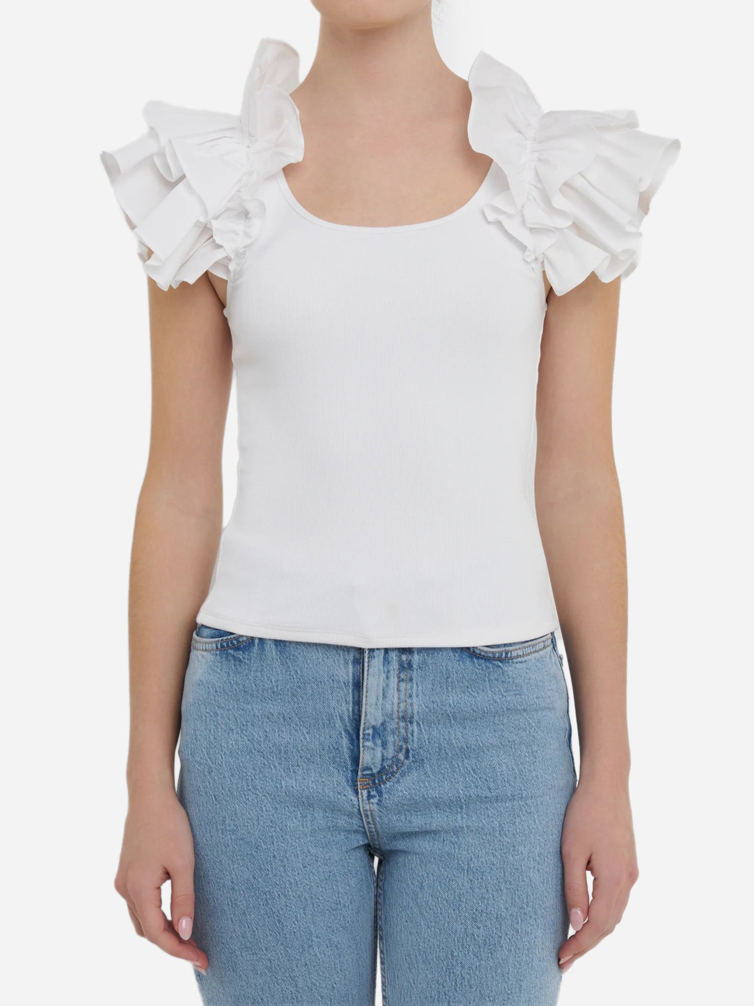 English Factory Women's Ruffled Rib Top | $80.00 | Saint Bernard