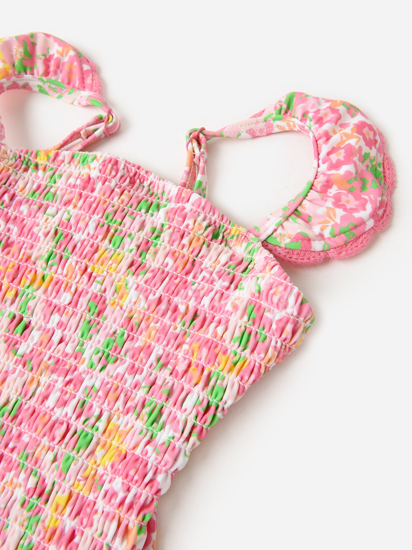 Shade Critters Girls' Crochet Trim Smocked One-Piece Swimsuit ...