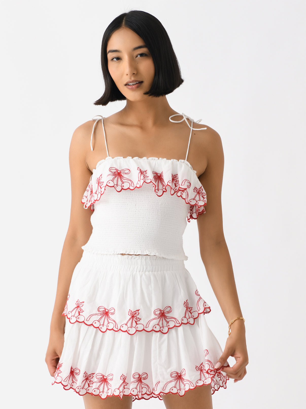 LoveShackFancy Women's Carletta Cherry Embroidered Smocked Top | $225. ...
