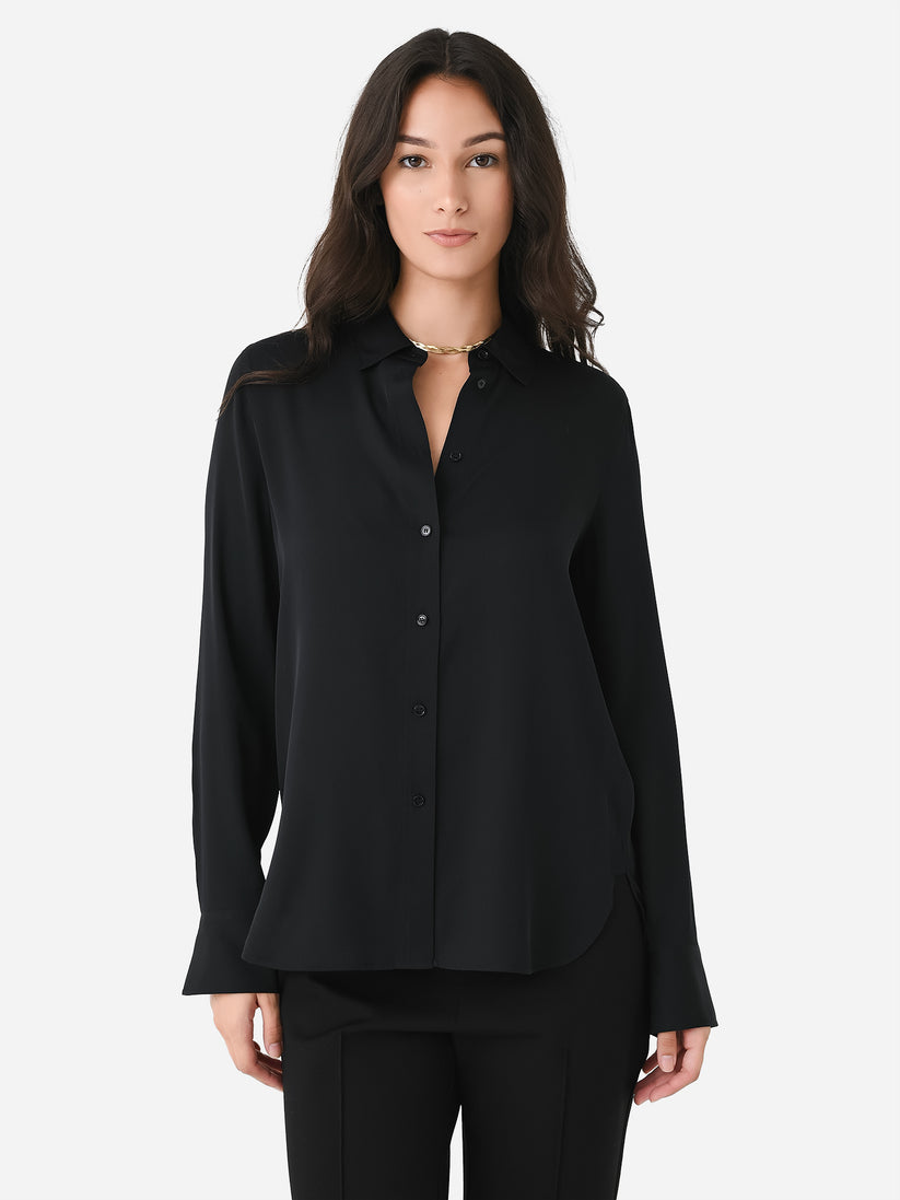 Vince Women's Slim Fitted Stretch-Silk Blouse | $325.00 | Saint Bernard