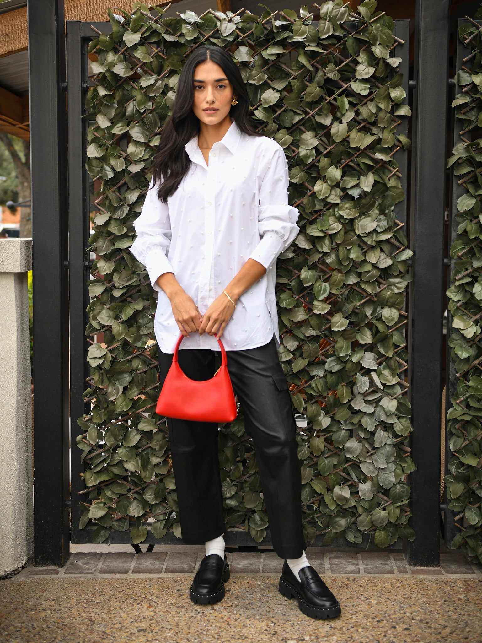 Frame Women's The Oversized Pearl Shirt | $398.00 | Saint Bernard