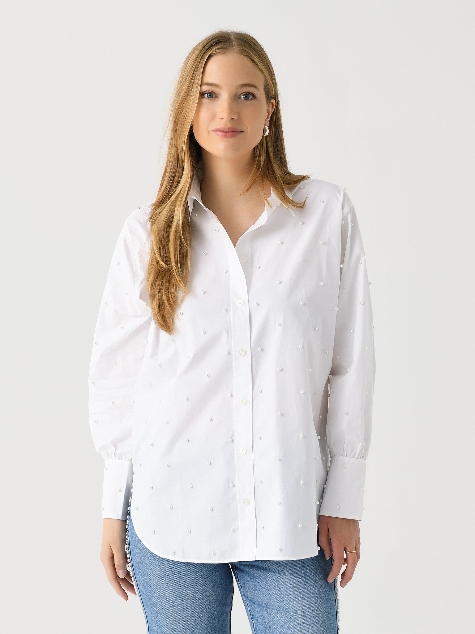 Frame Women's The Oversized Pearl Shirt | $398.00 | Saint Bernard
