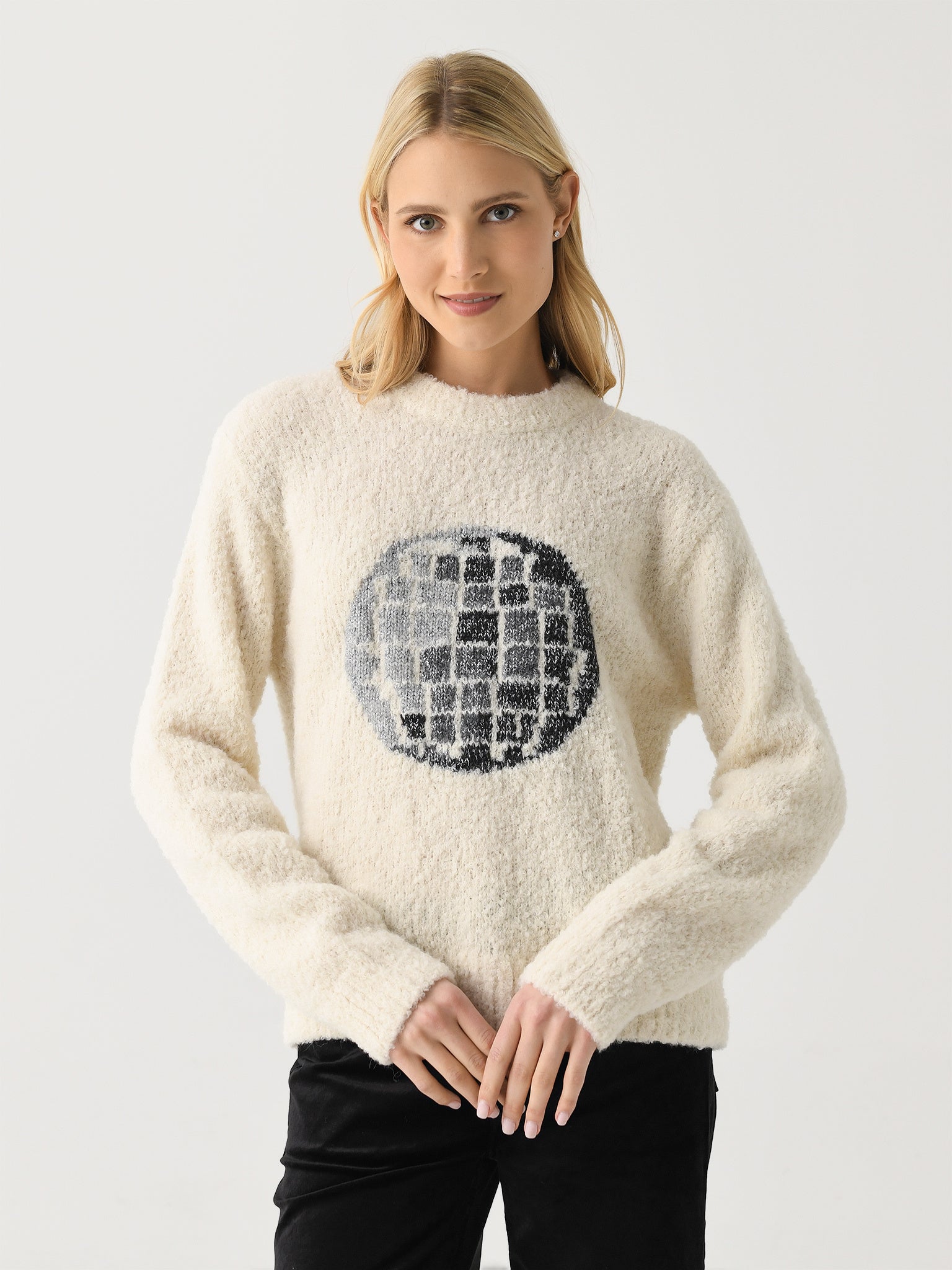 Lingua Franca Women's Hand Knit Disco Ball Crew Sweater | $139.90 ...