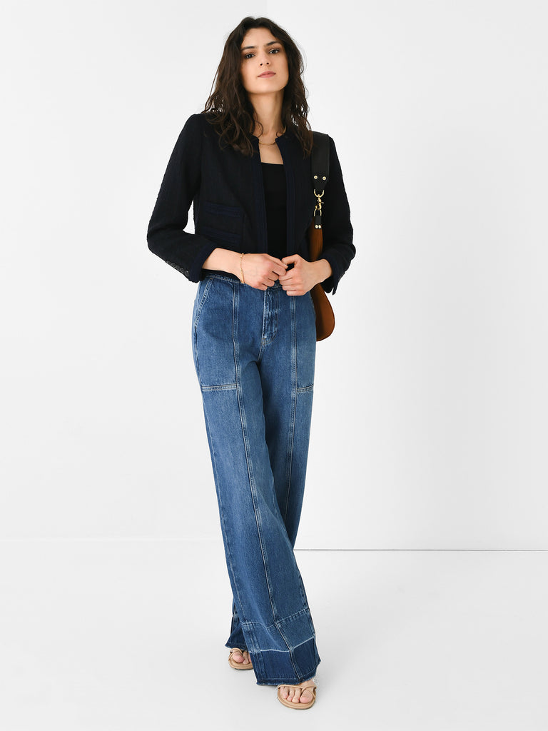 Frame Women's Braided Waistband Wide Leg Jean – Saint Bernard