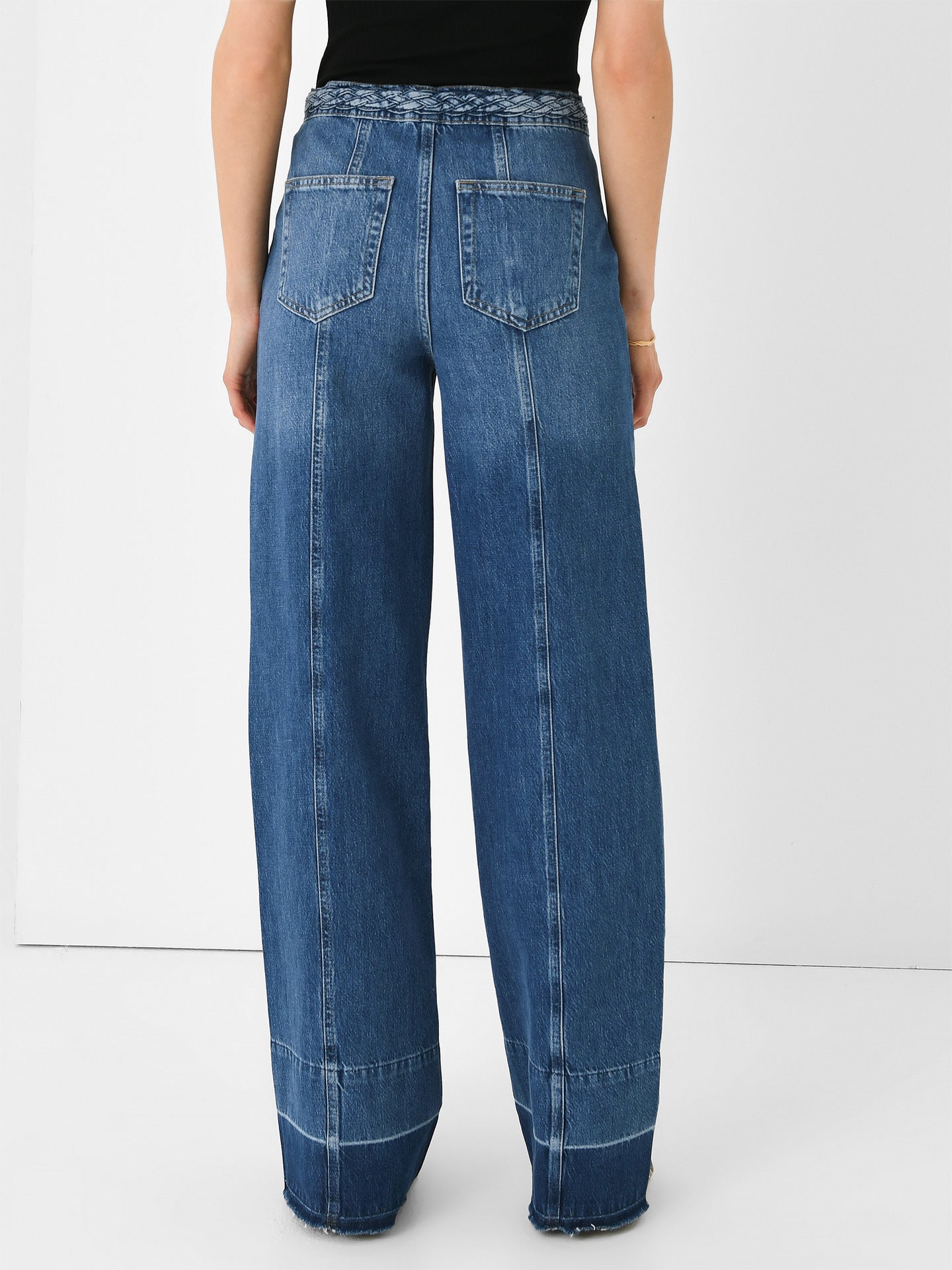 Frame Women's Braided Waistband Wide Leg Jean – Saint Bernard