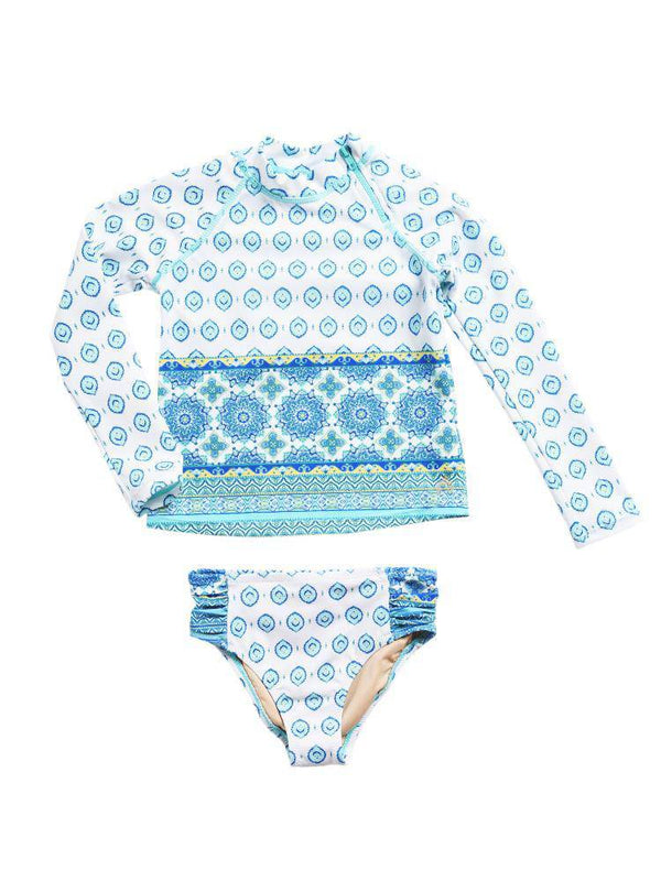 Cabana Life Girls' Rash Guard Swim Set - Saint Bernard