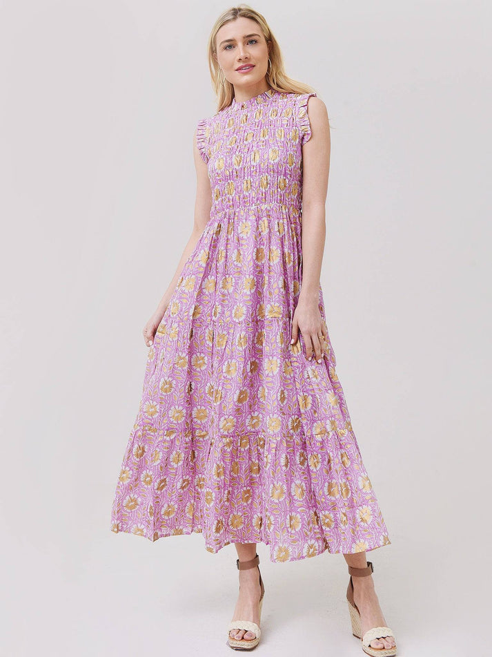 Oliphant Women's Sleeveless Smocked Maxi Dress | $288.00 | Saint Bernard