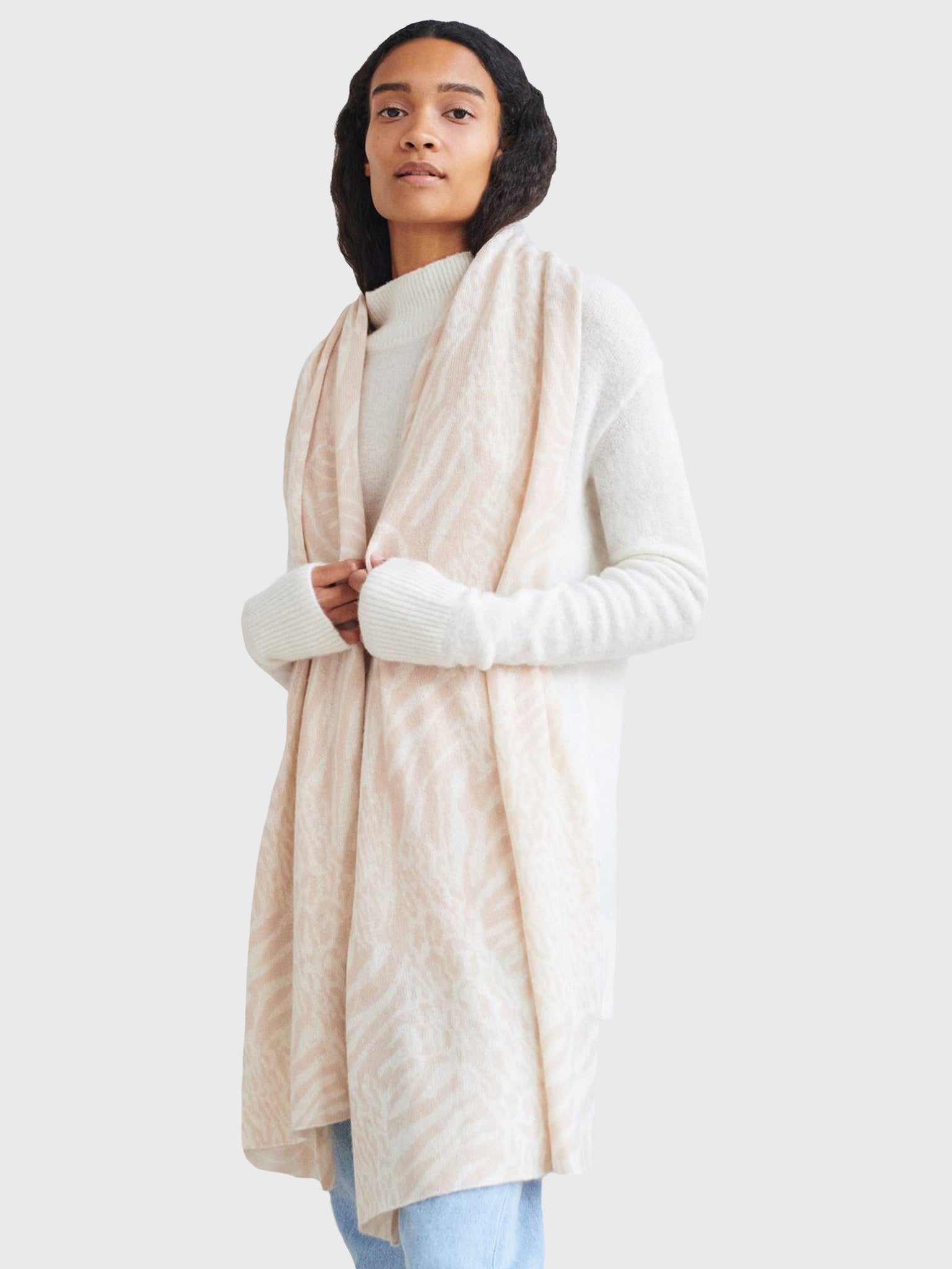 White + Warren Patched Animal Mini Travel Wrap | $330.00 | Saint Bernard