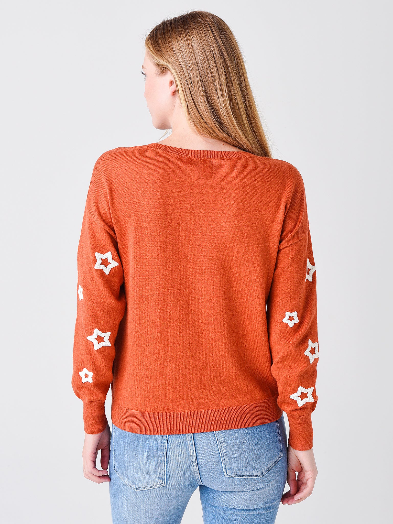 J Society Women's Cotton Sweater w/ Star Sleeve | $147.50 | Saint Bernard