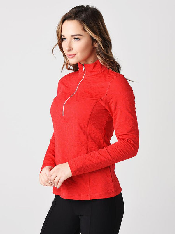 Sno Skins Dots Sport ½ Zip Neck Baselayer Top - Saint Bernard