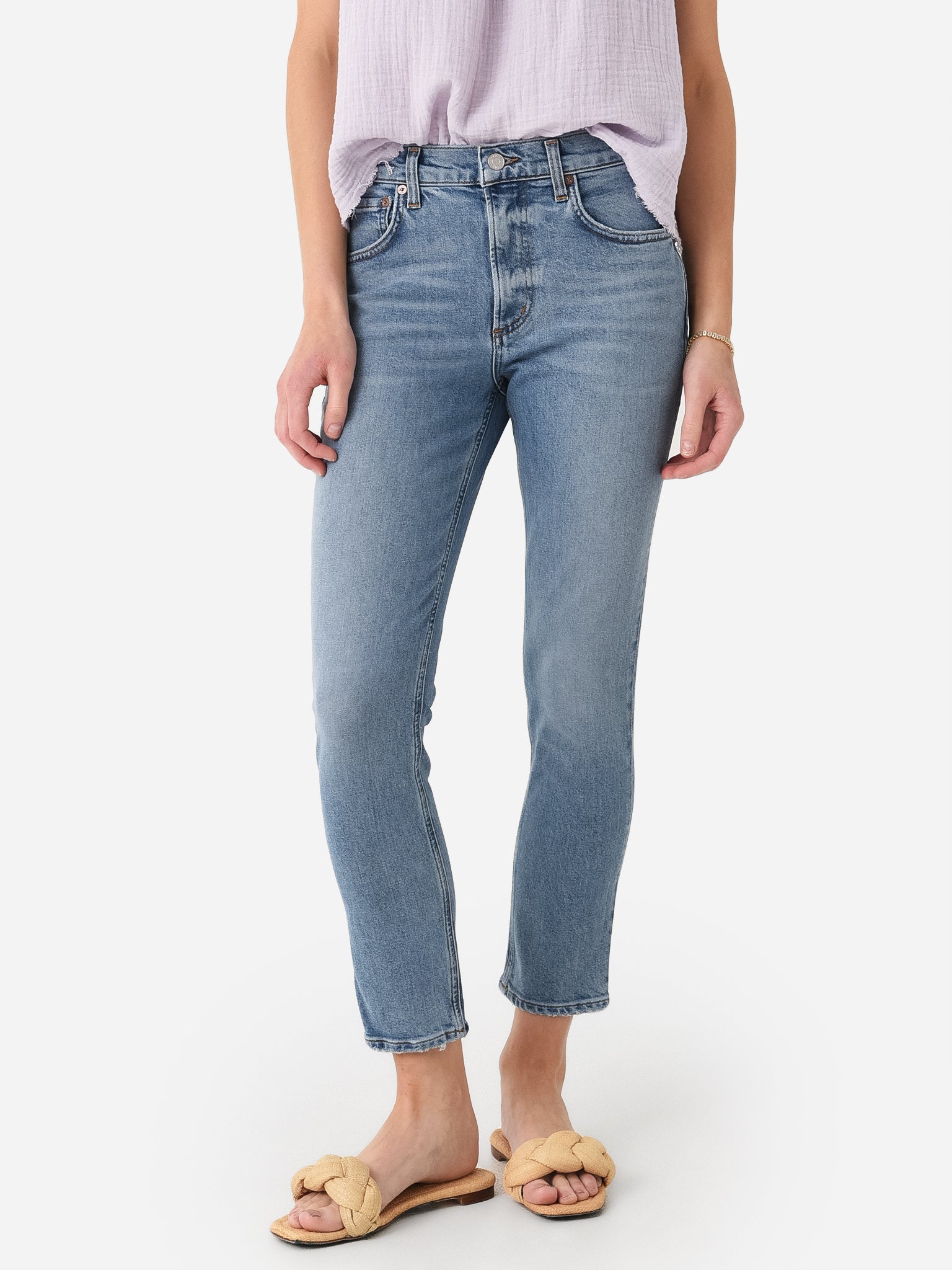 Agolde Women's Willow Mid Rise Slim Crop Jean – saintbernard.com