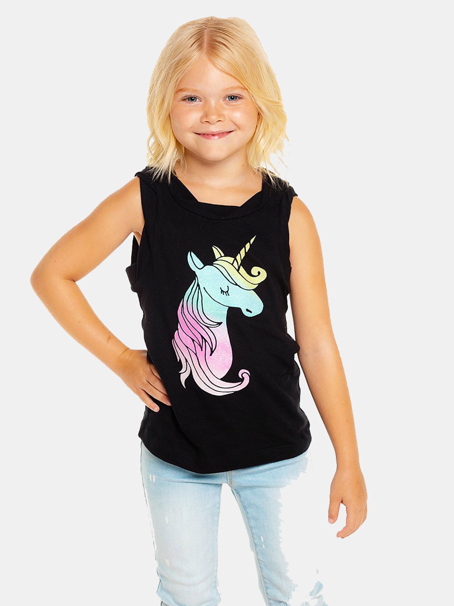Chaser Girls' Glitter Unicorn Tank - Saint Bernard