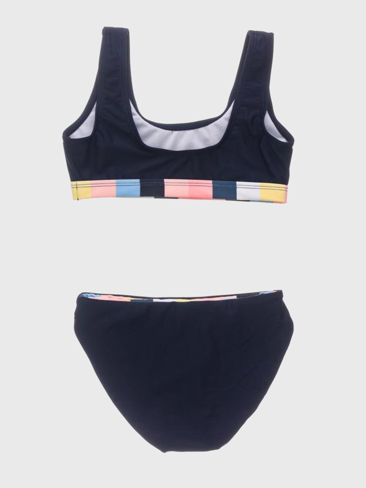 Snapper Rock Girls' Opti Stripe Scoop Crop Bikini - Saint Bernard