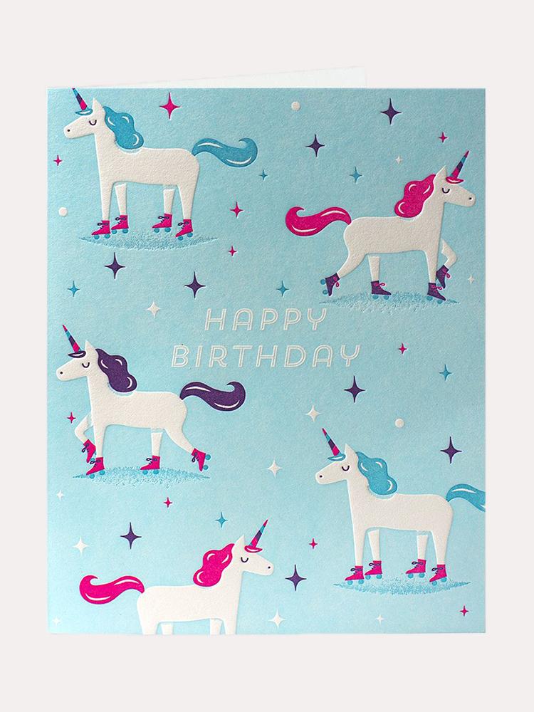 Elum Magical Skating Unicorn Birthday Greeting Card - Saint Bernard