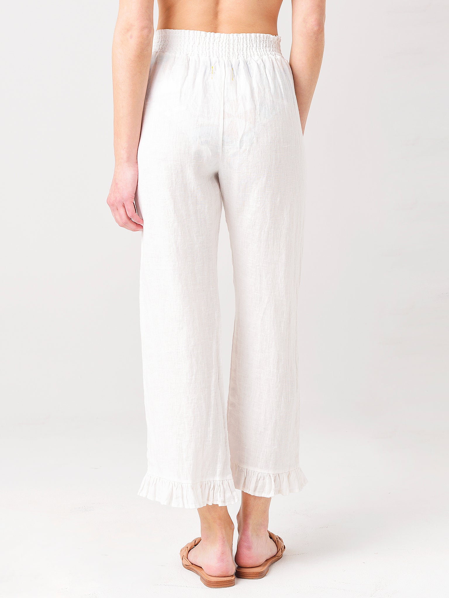 9 Seed Linen Ruffle Bottom Pant | $216.00 | Saint Bernard