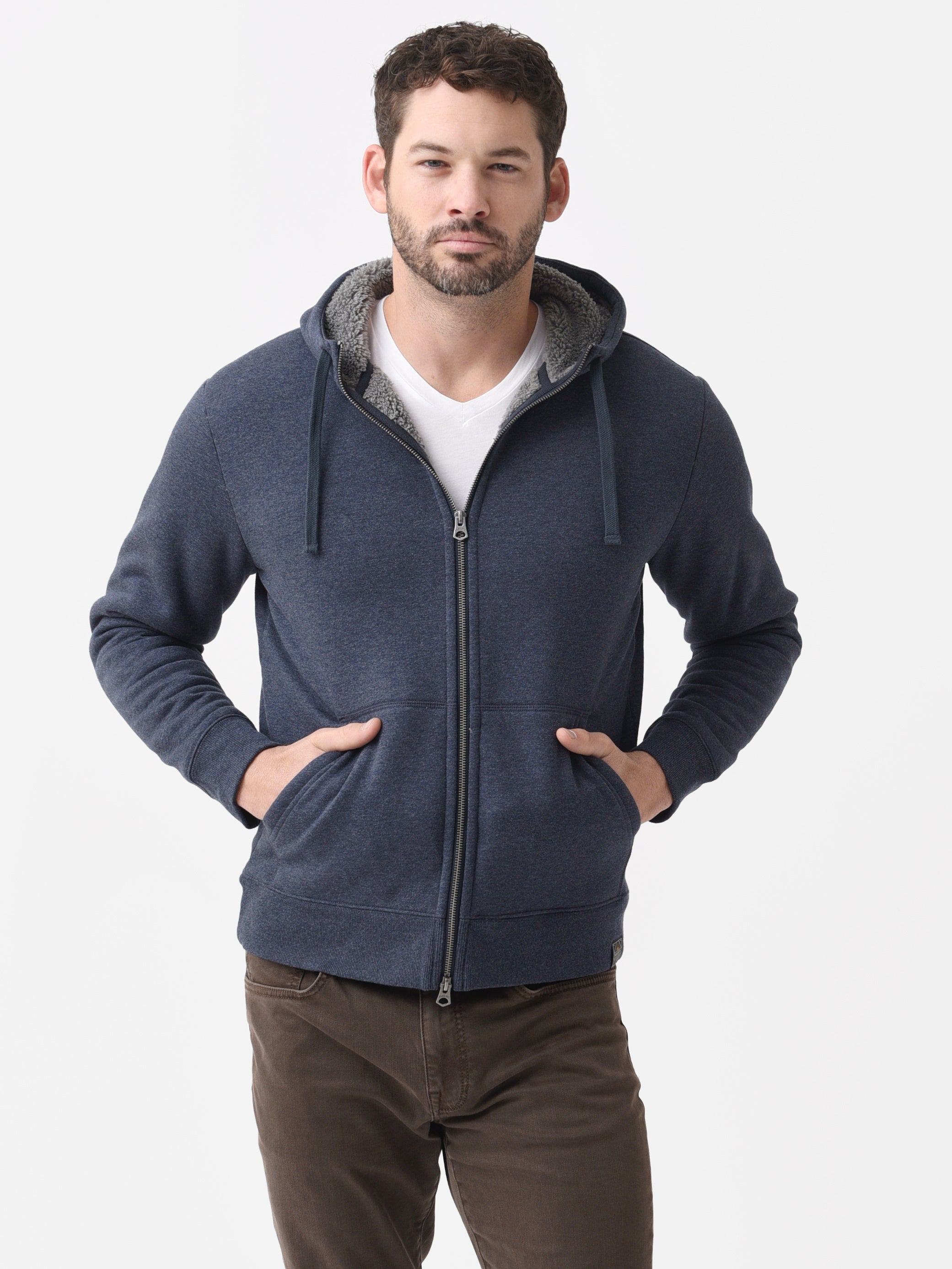 Faherty Brand Men's High Pile Fleece Zip Hoodie | $198.00 | Saint Bernard