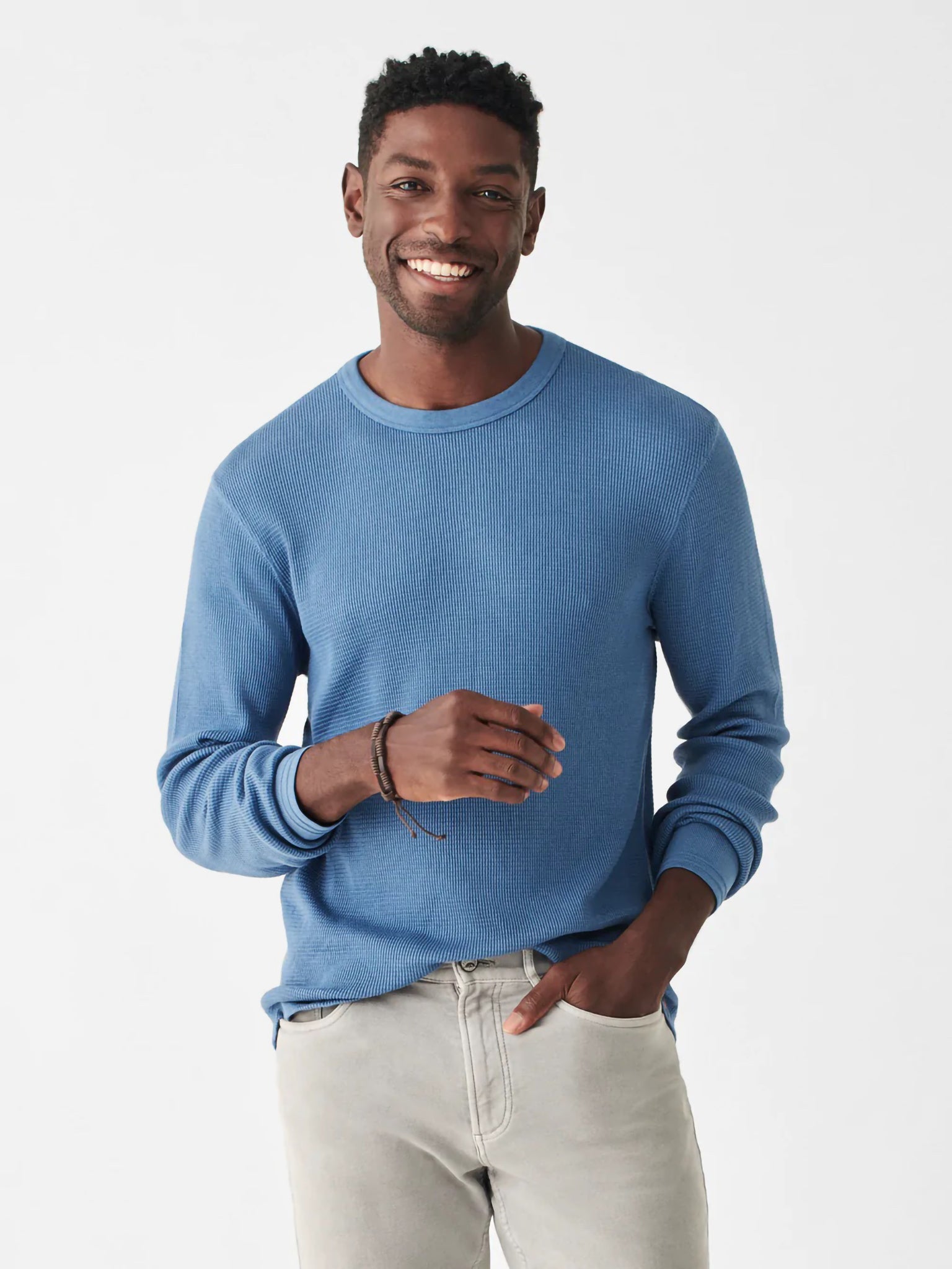 Faherty Brand Men's Legend Waffle Crew | $98.00 | Saint Bernard