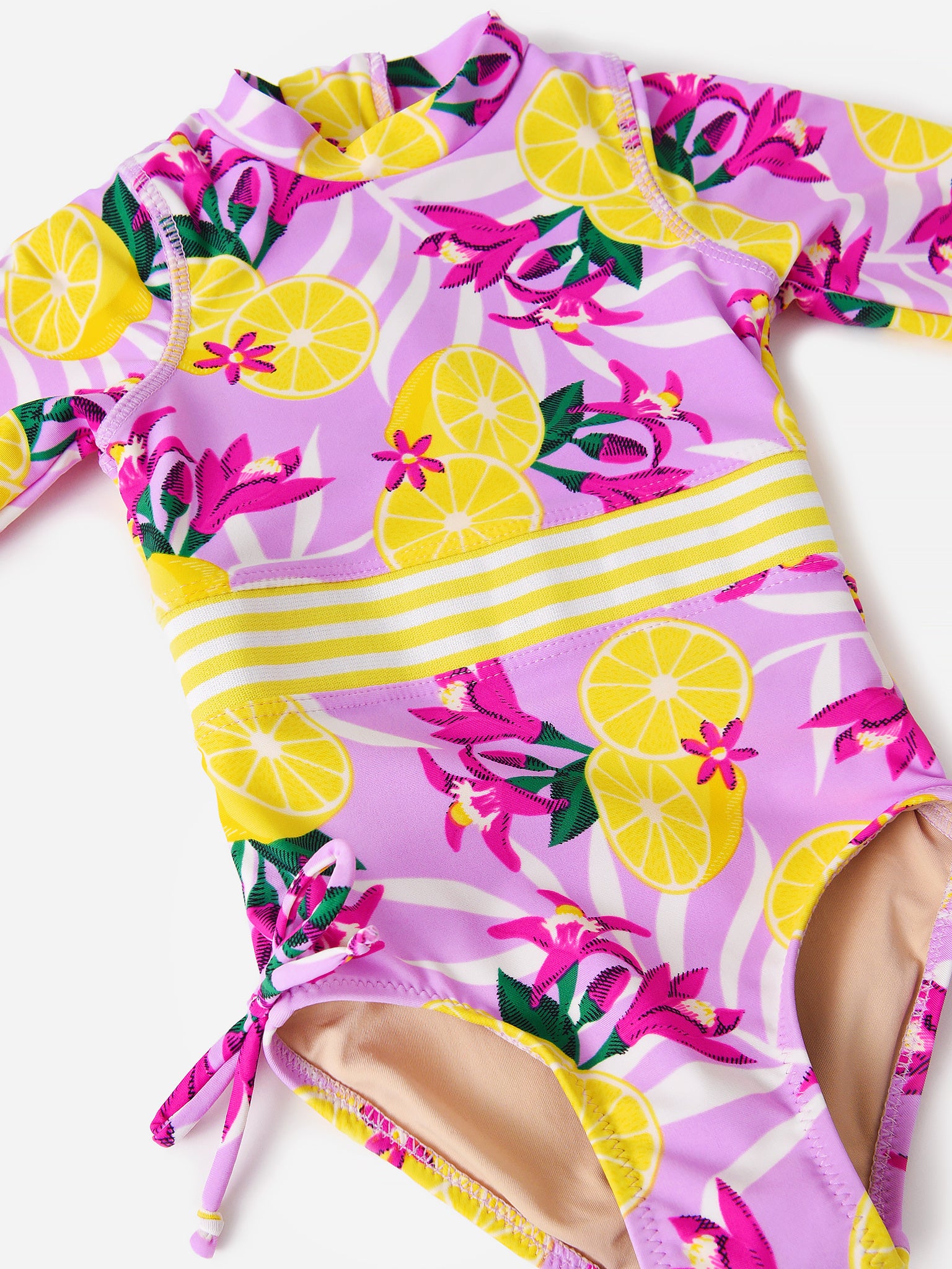 Shade Critters Girls' Tropical Lemon Long Sleeve One-Piece Swimsuit ...