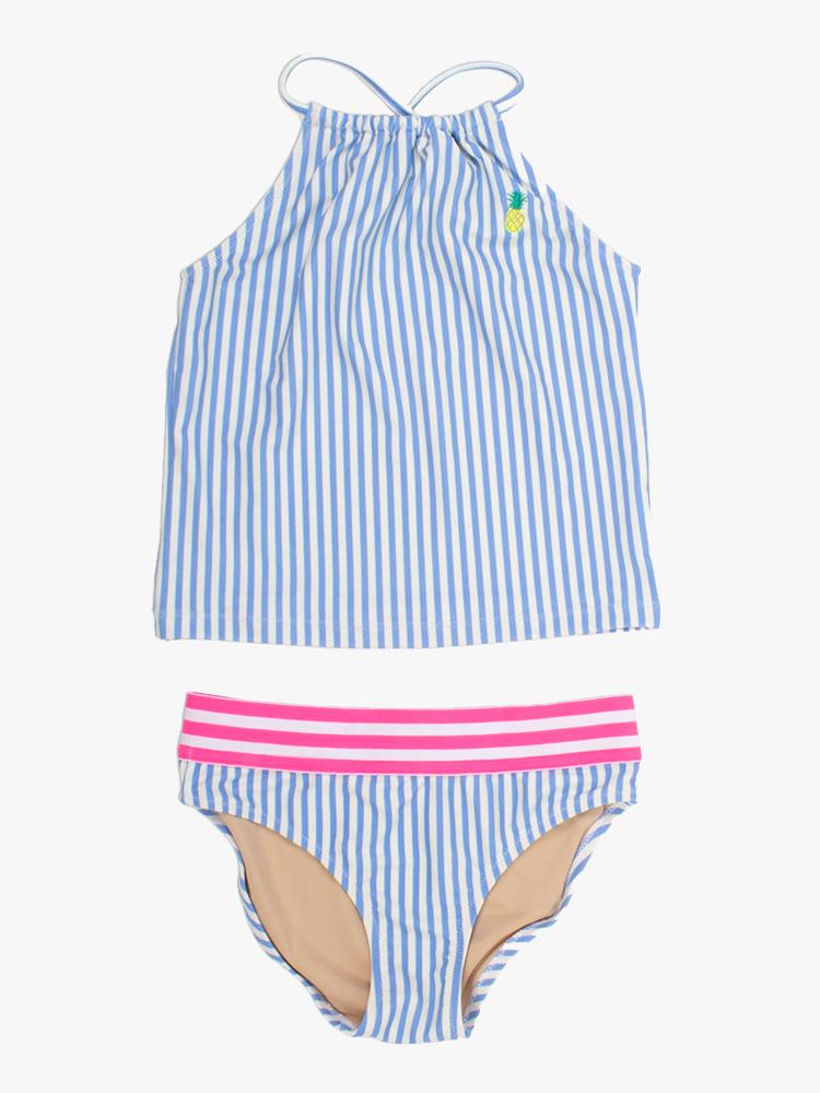 Shade Critter 2 Piece Tankini Blue Stripe Pineapple - Saint Bernard