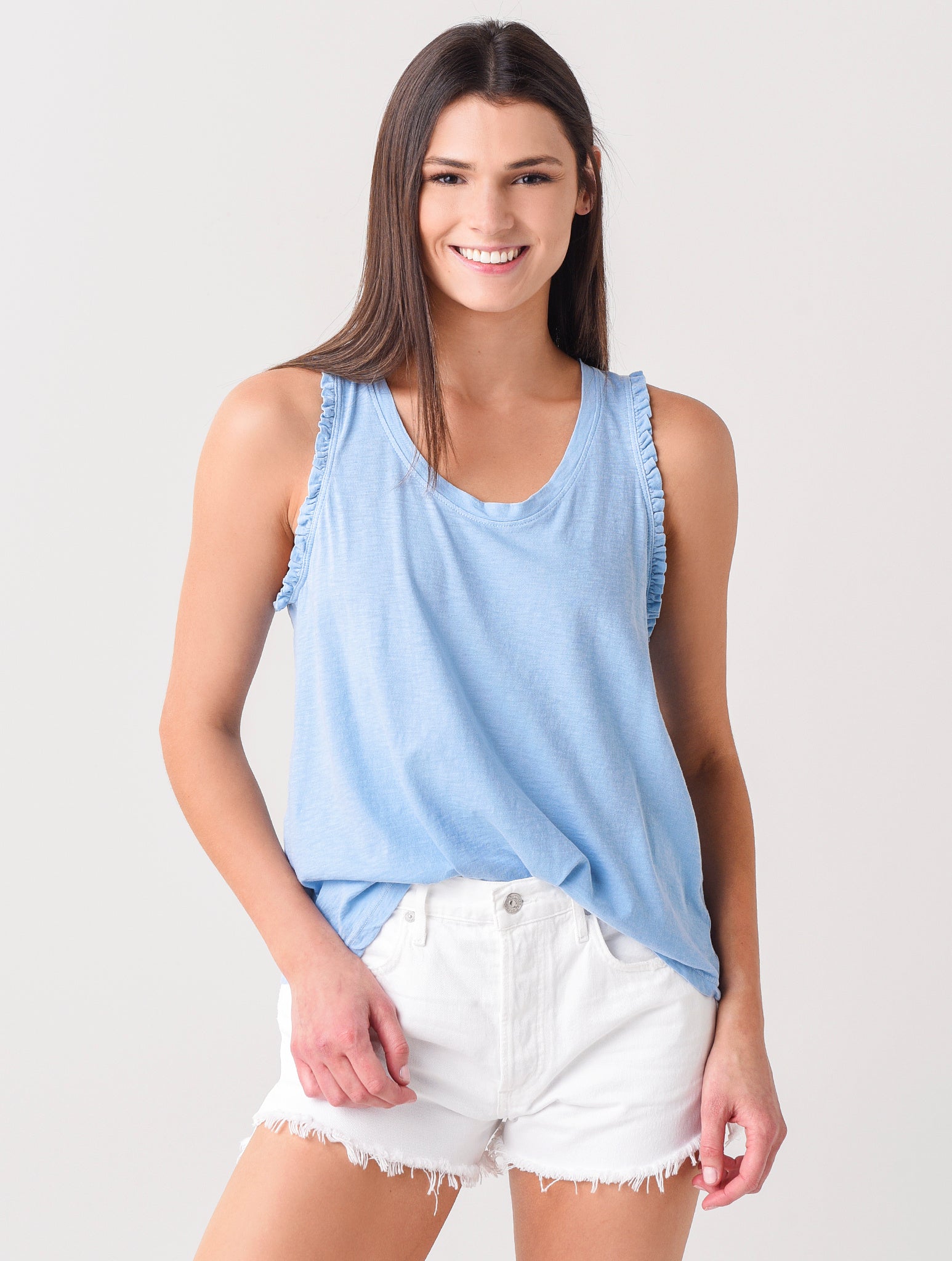 Sundry Women's Ruffle Trim Tank Top - Saint Bernard