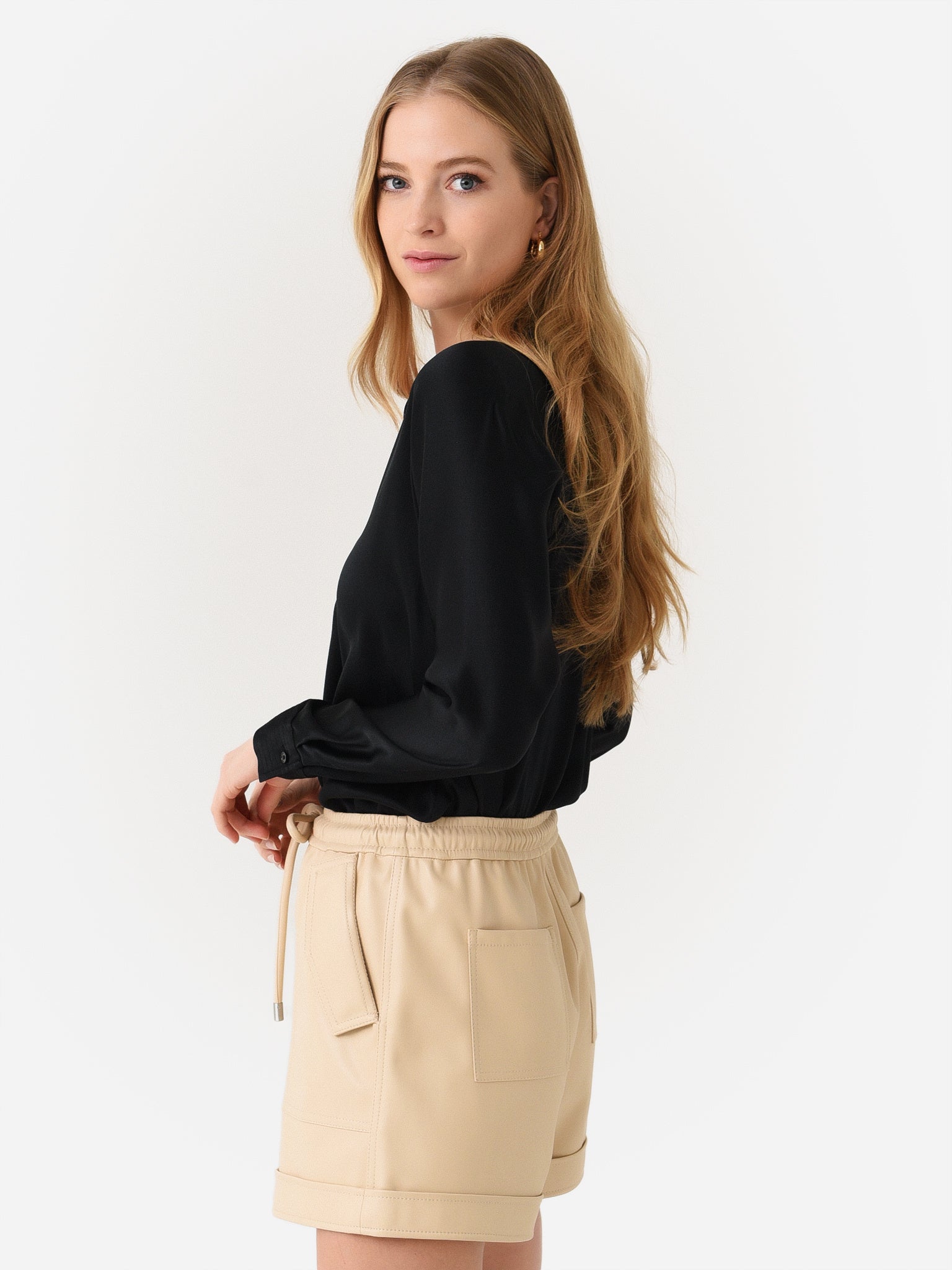 Vince Women's Satin Band Collar Blouse - Saint Bernard