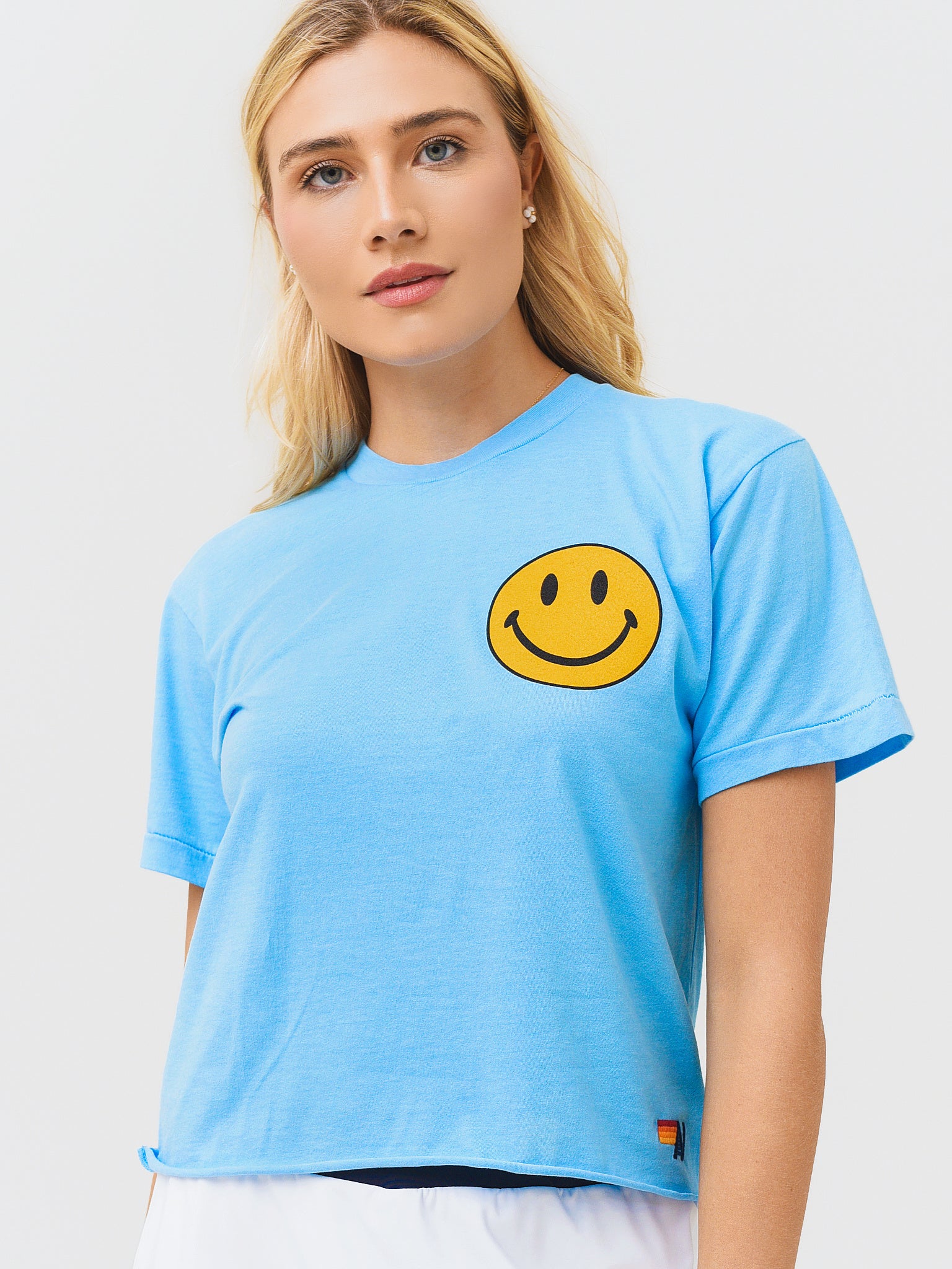 Aviator Nation Women's Smiley Chasing Rainbows Boyfriend Tee ...
