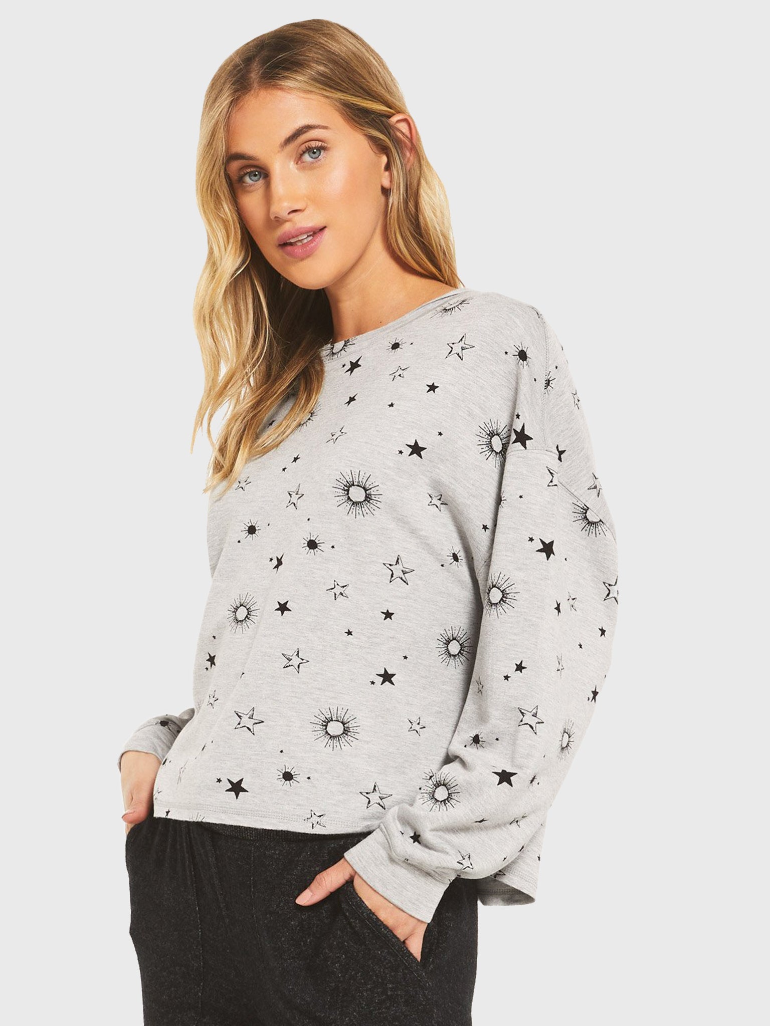 Z Supply Women's Jessie Star Long Sleeve Sweatshirt - Saint Bernard