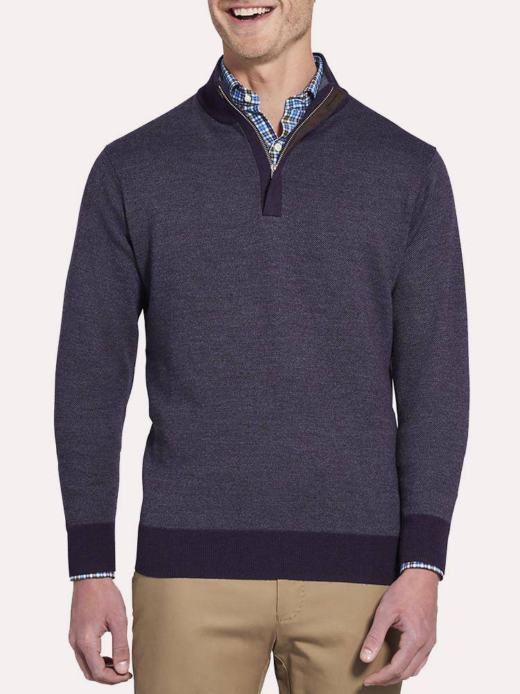Peter Millar Birdseye Quarter-Zip with Covered Placket | $245.00 ...