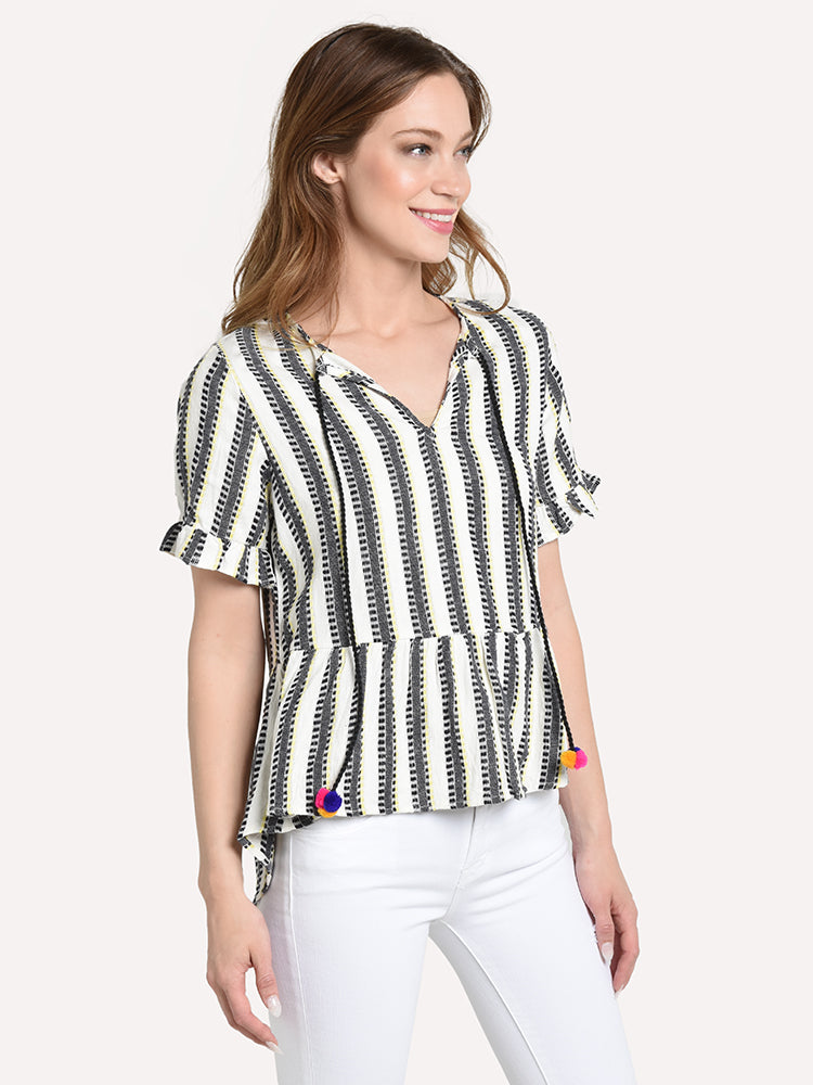 THML Stripe Top With Poms - Saint Bernard
